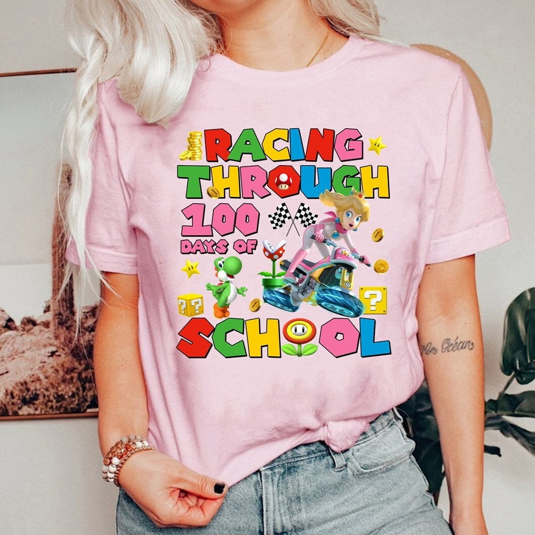 TSHIRT-Racing Through 100 Days Of School Shirt, Mario School Shirt ...
