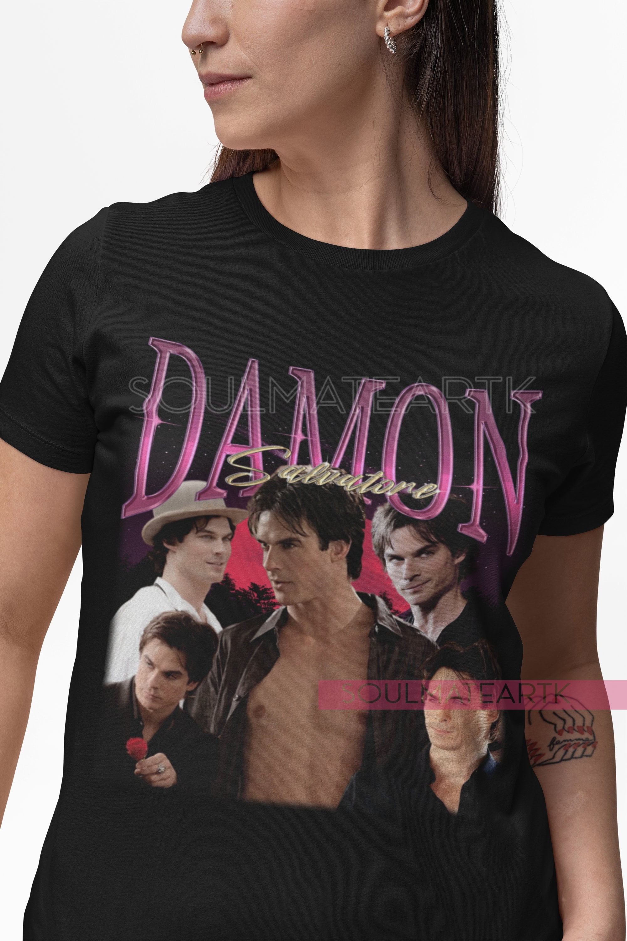 TSHIRT-Retro Damon Salvatore T-Shirt, Damon Salvatore Tee, Ian ...