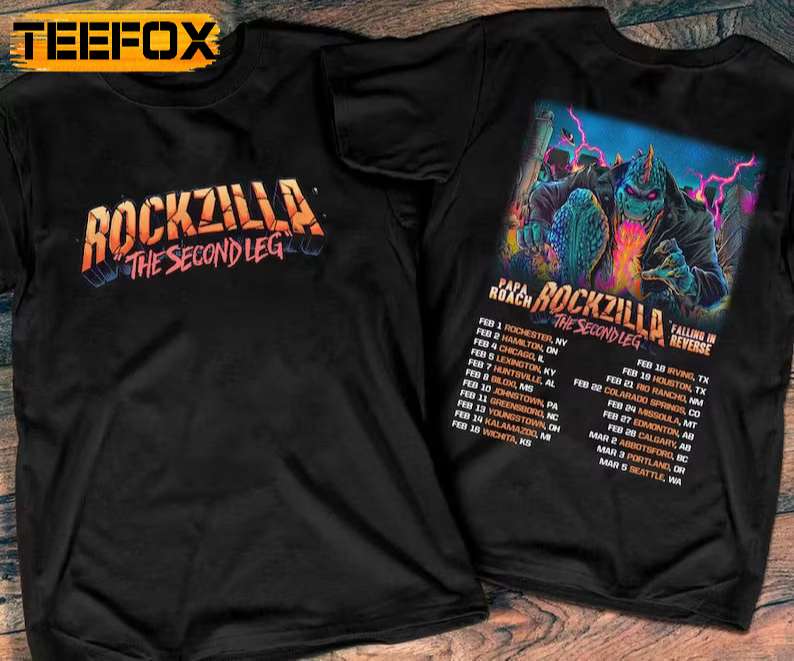 TSHIRT-Rockzilla The Second Leg Papa Roach Falling In Reverse 2023 Tour ...