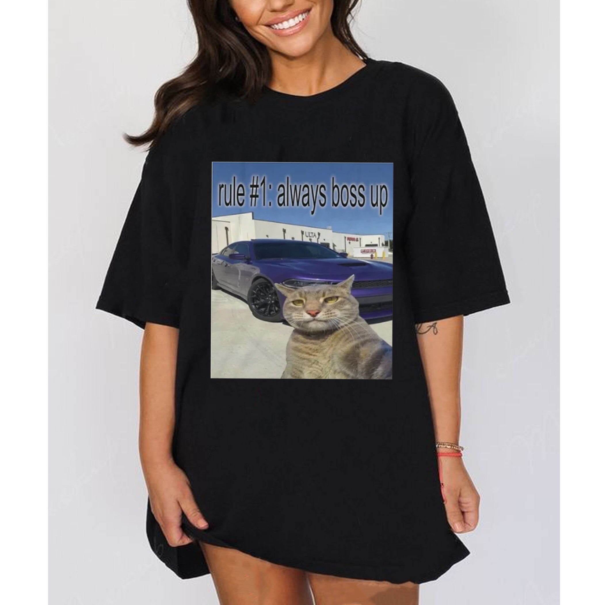 TSHIRT-Rule 1 Always Boss Up T-Shirt | Cat Shirt | Cat Meme ...