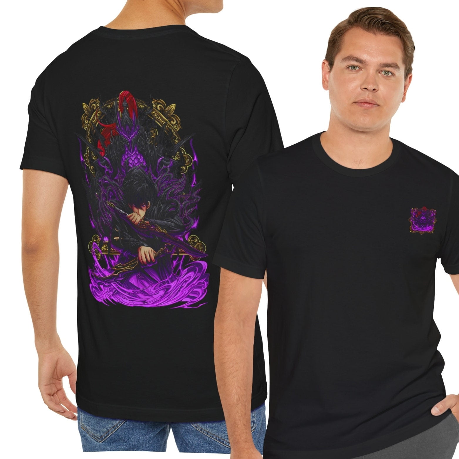 TSHIRT-Solo Leveling Shirt Sung Jinwoo Figure Shadow Monarch Tee Ahjin ...