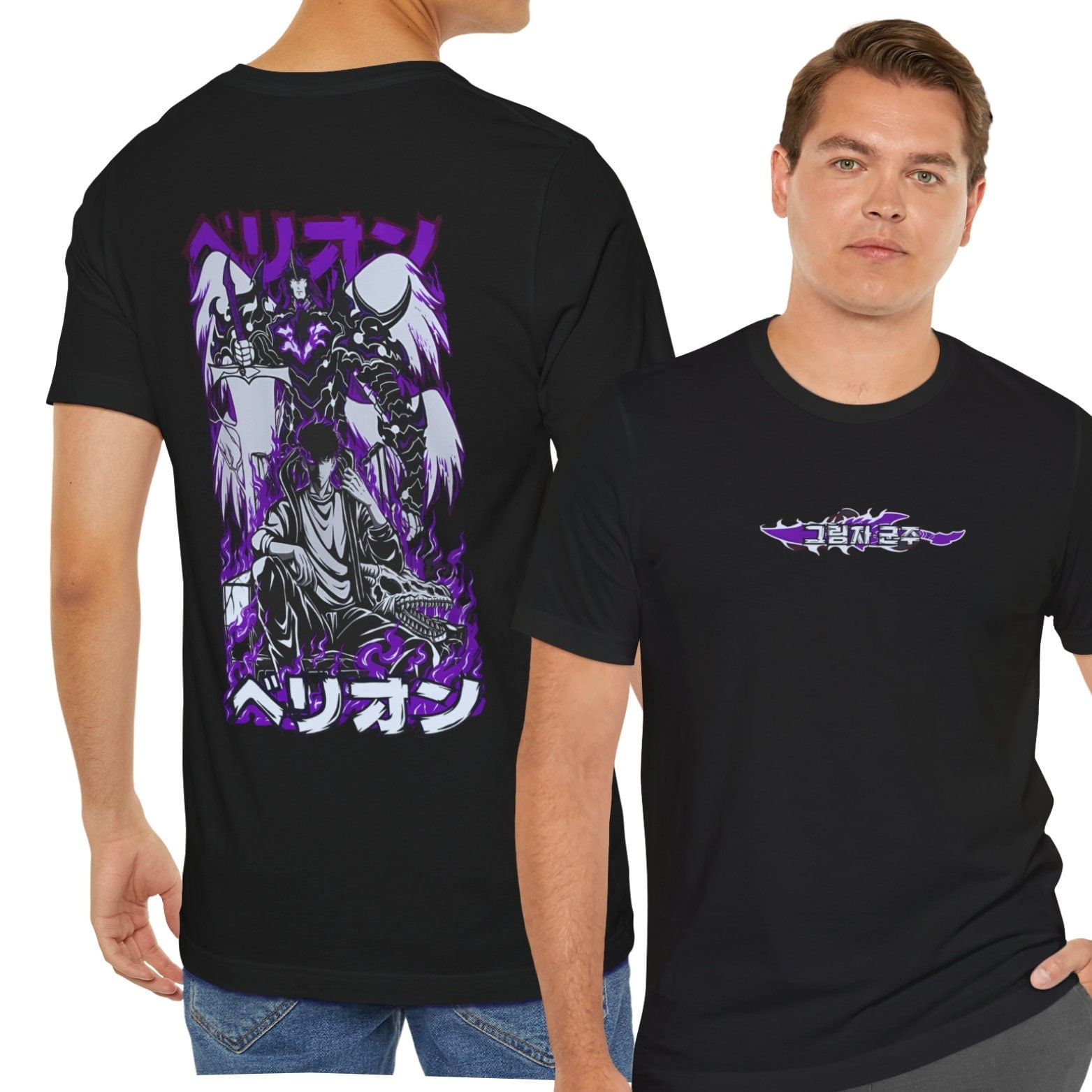 TSHIRT-Solo Leveling Shirt Sung Jinwoo Figure Shadow Monarch Tee Ahjin ...