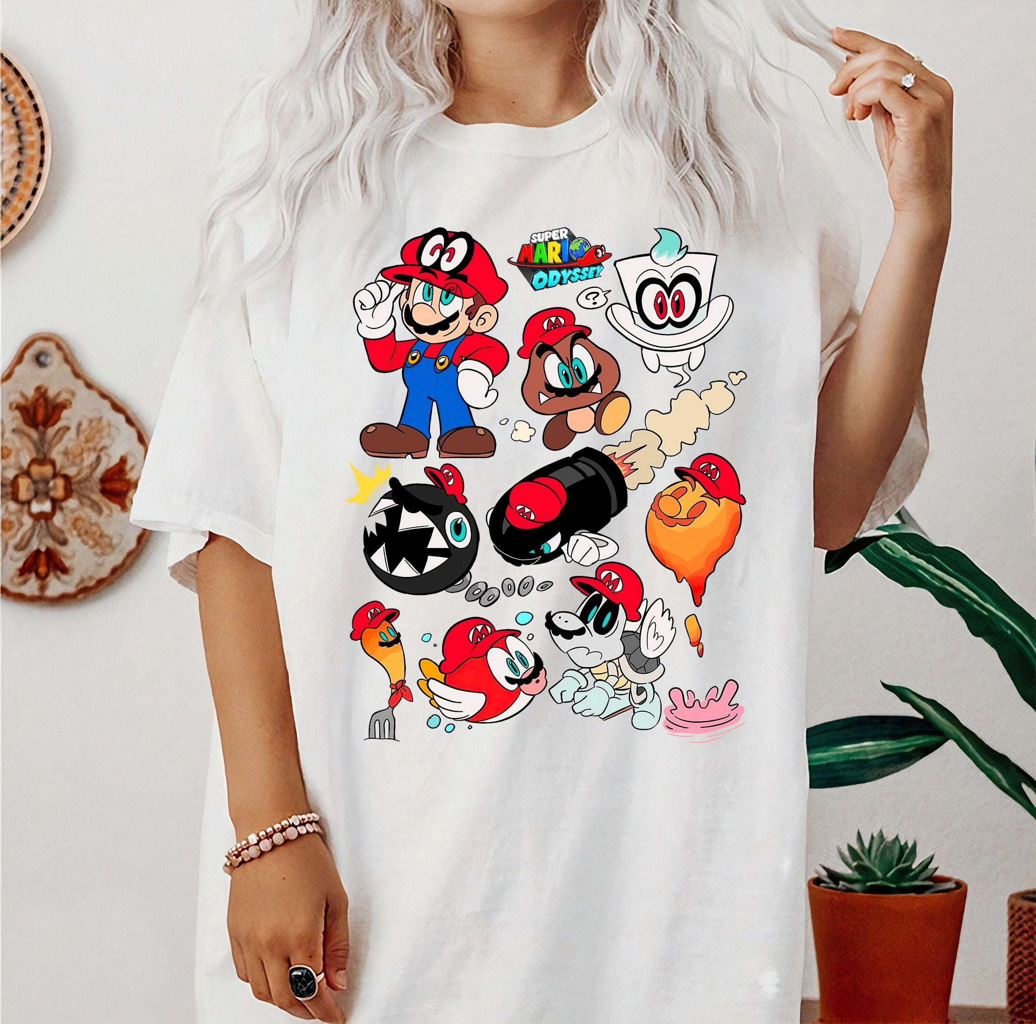 TSHIRT-Super Mario Bros Group Icon Face Vintage Logo T-Shirt, Mario ...