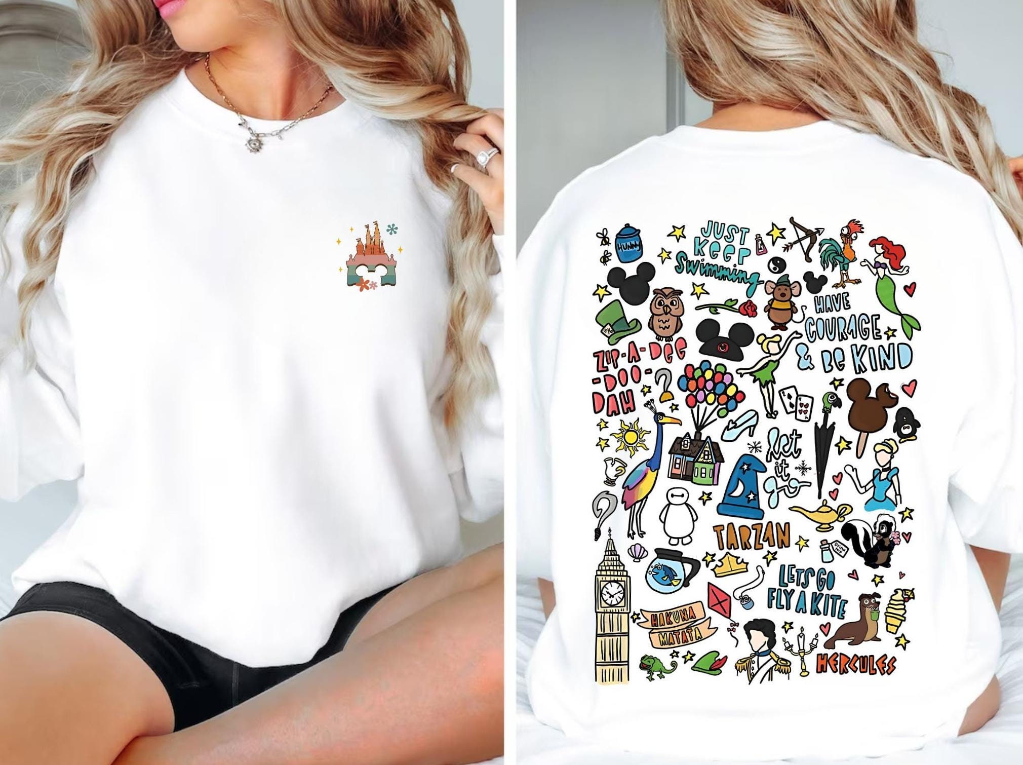 TSHIRT-Two Sided Disney Movies Collection Disney Castle Shirt ...