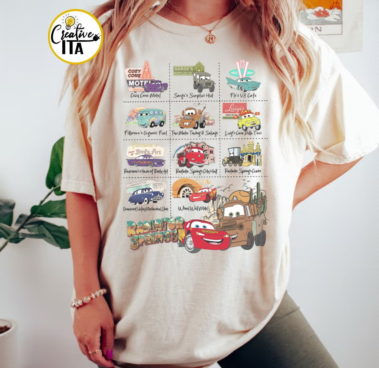 TSHIRT-Vintage Disney Cars Radiator Springs Shirt, Disney Pixar Cars ...