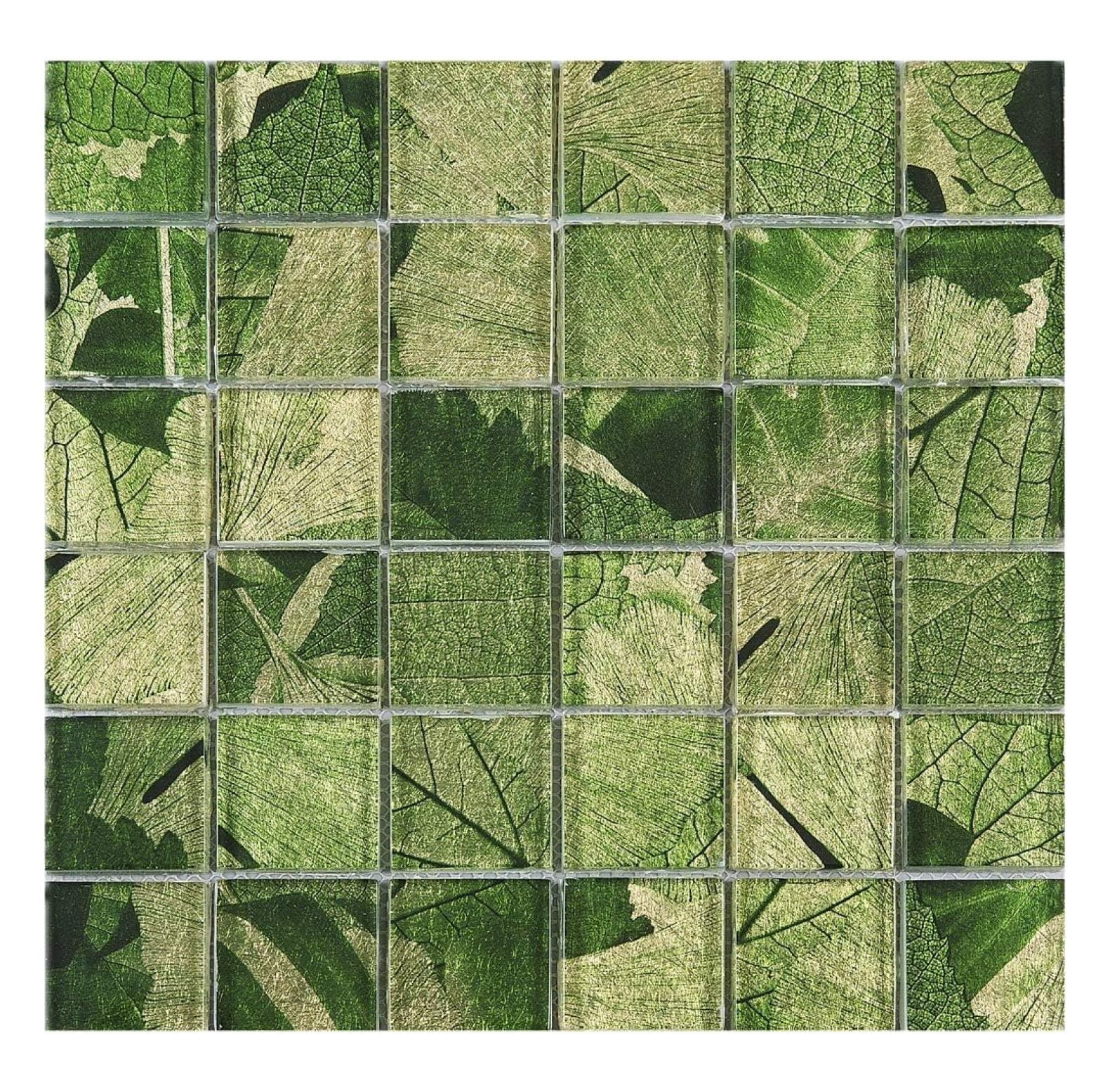 Tslg 02 2x2 Green Glass Mosaic Tile Backsplash For Kitchen And Bath 1