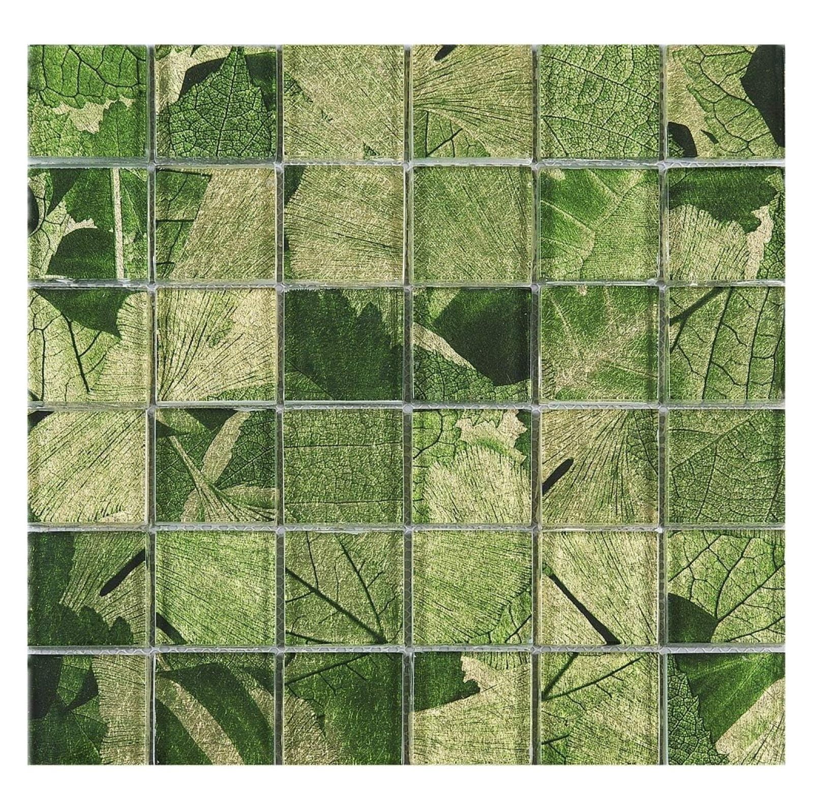 TSLG-02 2x2 Green Glass Mosaic Tile backsplash for Kitchen and Bath (1 Sheet) - Walmart.com