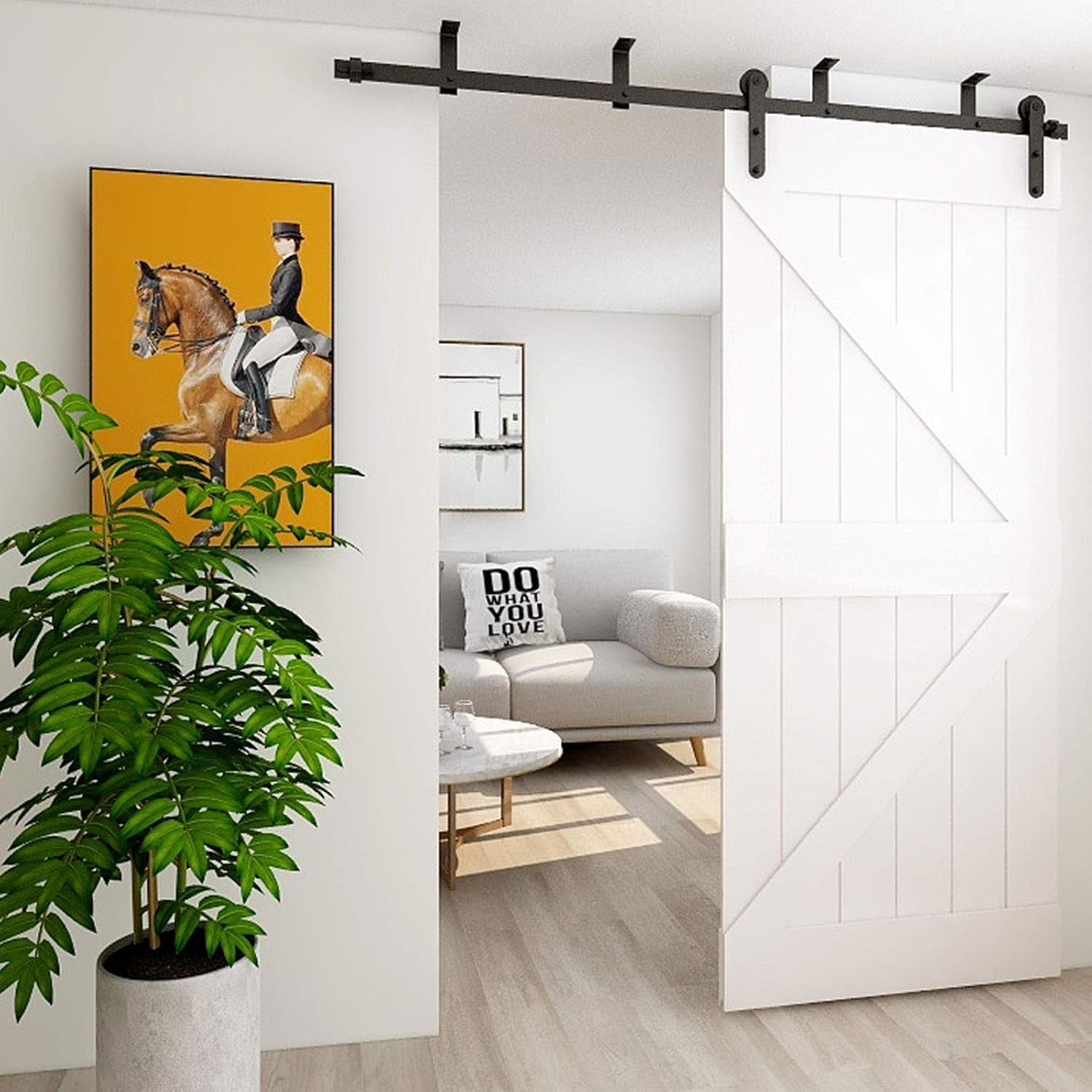 TSMST 10ft Ceiling Mount Sliding Barn Door Hardware fit 60" Wide Single ...