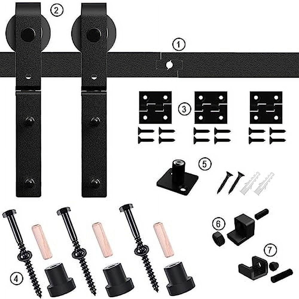TSMST 3.5ft Bi-Folding Sliding Barn Door Hardware Track Kit for 2 Doors ...