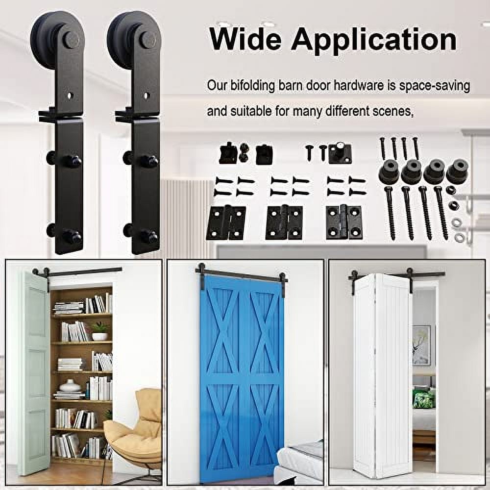 TSMST 36" Bi-Folding Sliding Barn Door Hardware Kit for 2 Doors, Heavy ...