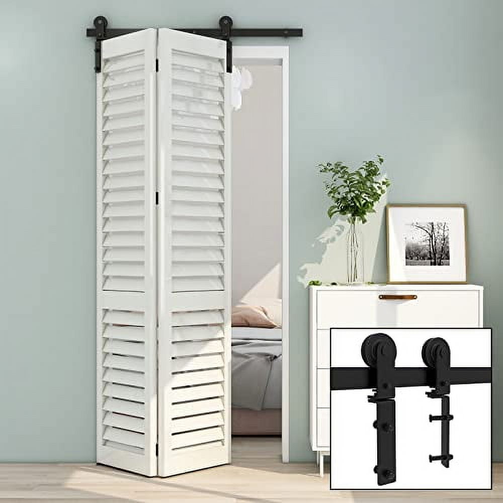 TSMST 40" Bi-Folding Sliding Barn Door Hardware Kit for 2 Doors, Heavy ...