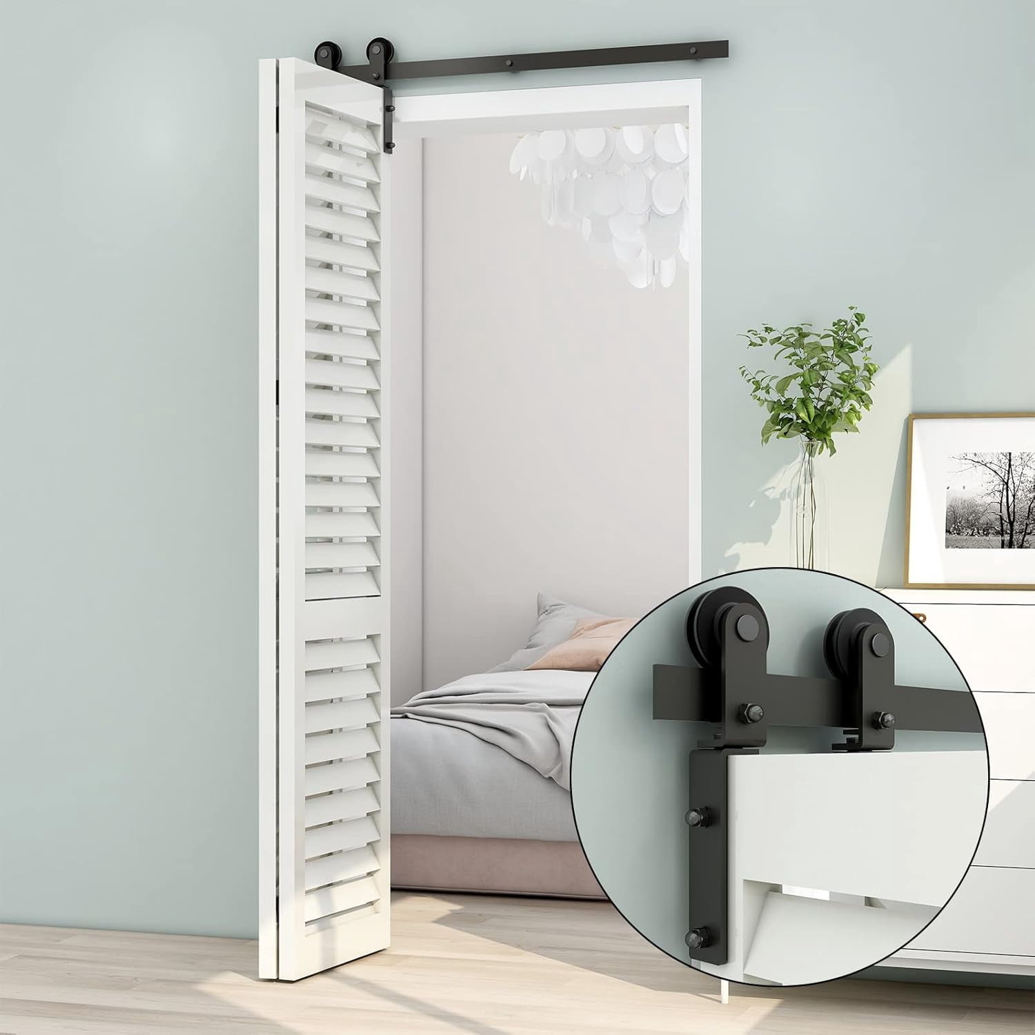 TSMST 40" Bi-Folding Sliding Barn Door Hardware Kit for 2 Doors, Heavy ...