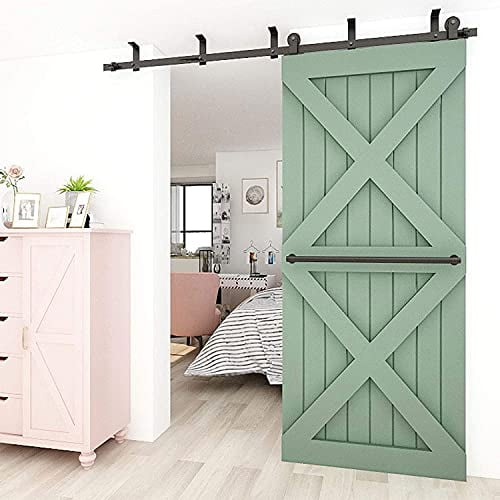 TSMST 5.5ft Ceiling Mount Sliding Barn Door Hardware fit 33" Wide ...