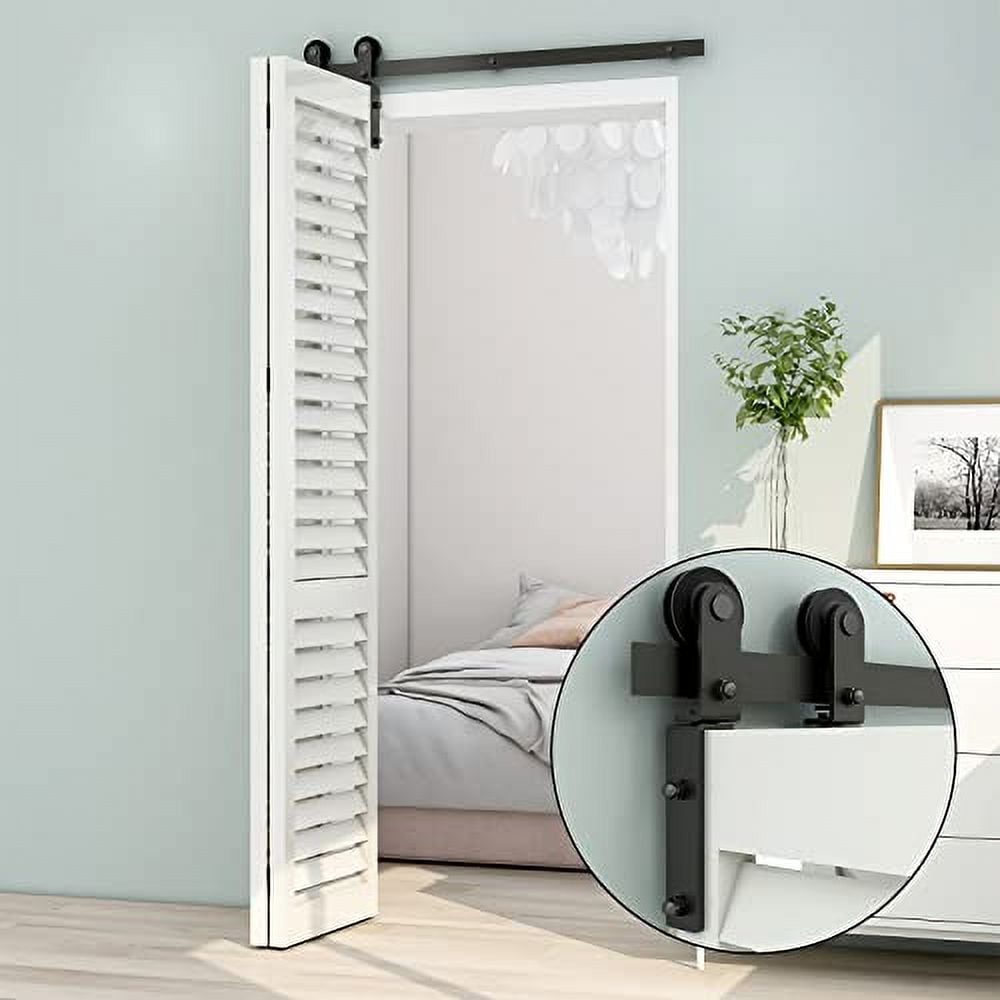 TSMST 52" Bi-Folding Sliding Barn Door Hardware Kit for 2 Doors, Heavy ...