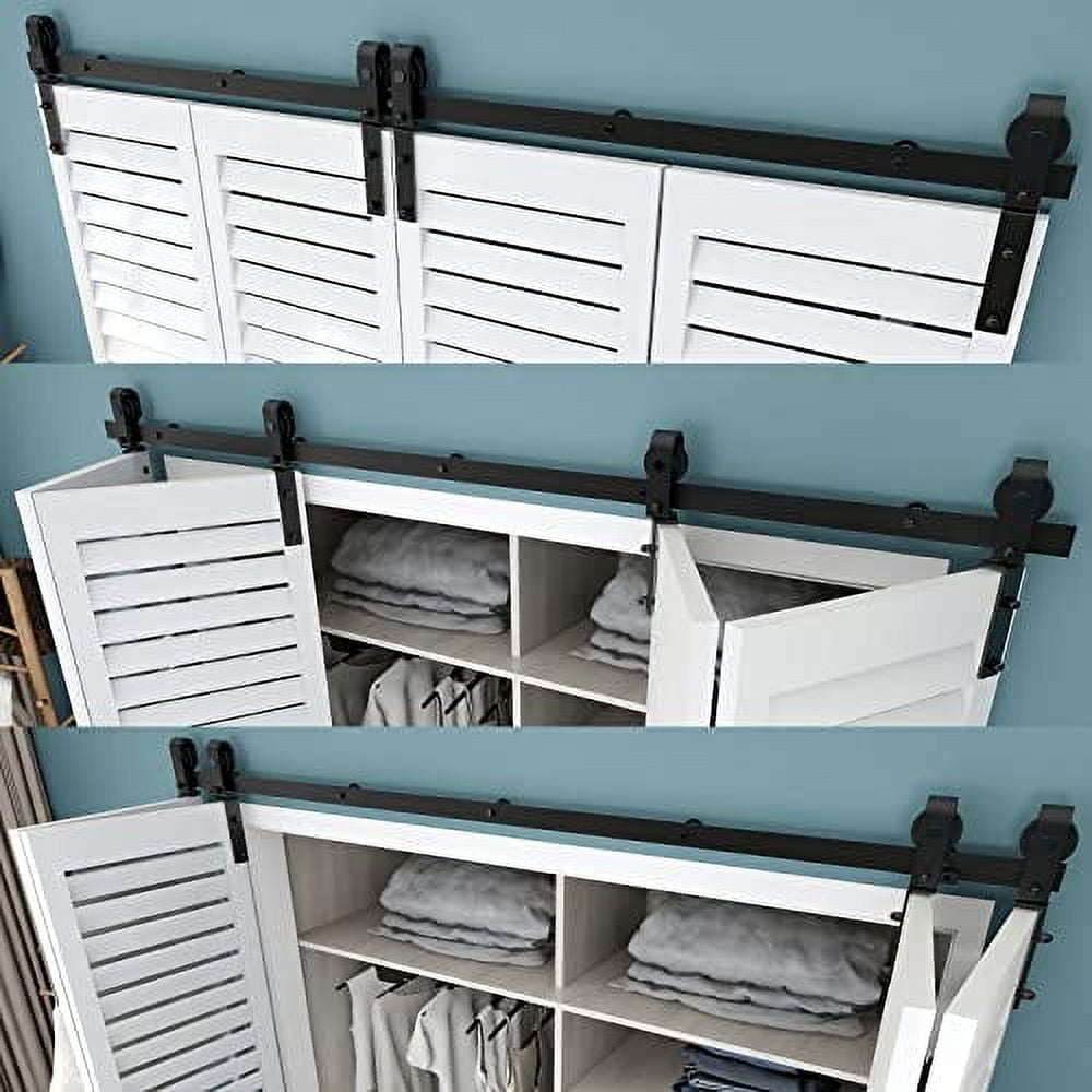 TSMST 52" Bi-Folding Sliding Barn Door Hardware Kit for 4 Doors ...