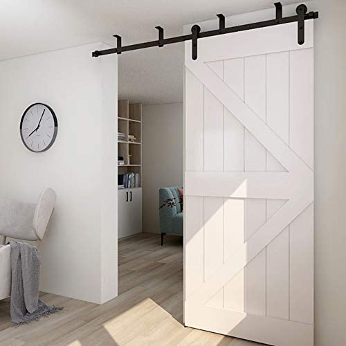 TSMST 5ft Ceiling Mount Sliding Barn Door Hardware fit 30" Wide Single ...