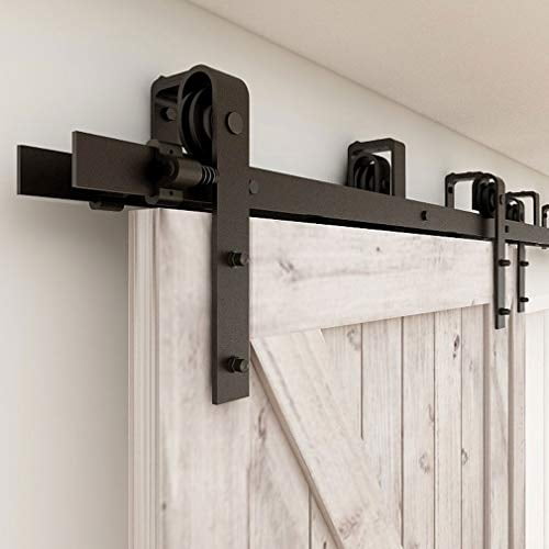 TSMST 5ft Heavy Duty Bypass Sliding Barn Door Hardware Kit,Low Ceiling ...