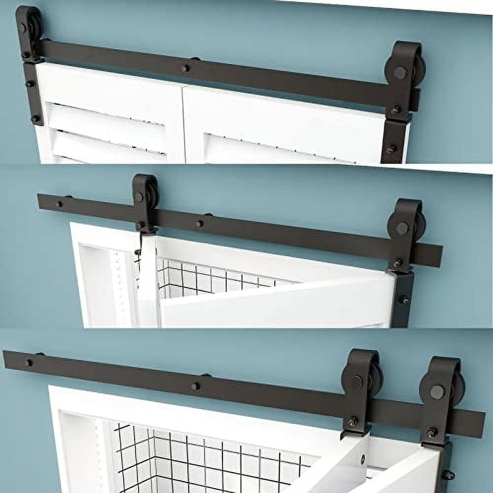 TSMST 60" Bi-Folding Sliding Barn Door Hardware Kit for 2 Doors ...