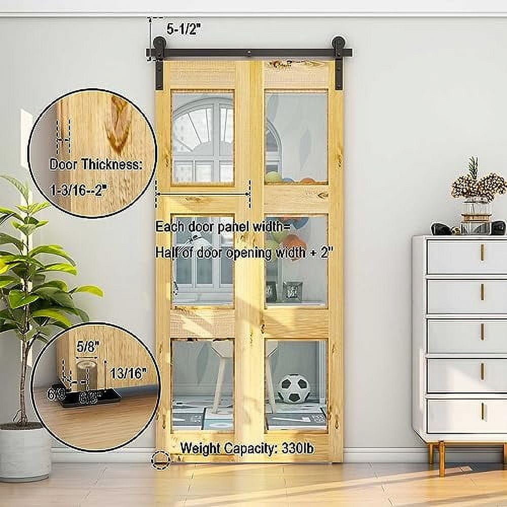 TSMST 6ft/72" Bi-Fold Sliding Barn Door Track Kit for 4 Doors,Heaving ...