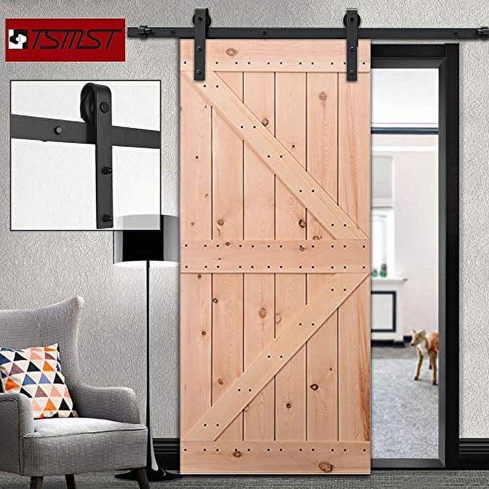 TSMST 6ft Barn Door Hardware Kit, Heavy Duty Sliding Door Track Fit 36 ...