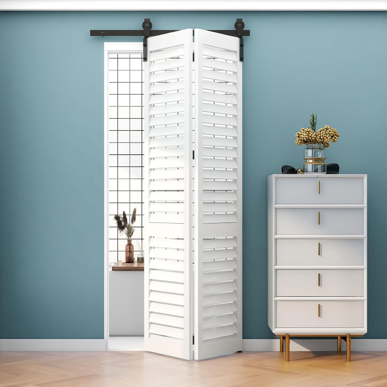 TSMST Upgrade 6.6FT Barn Door Hardware Kit with Noiseless Door Stopper ...