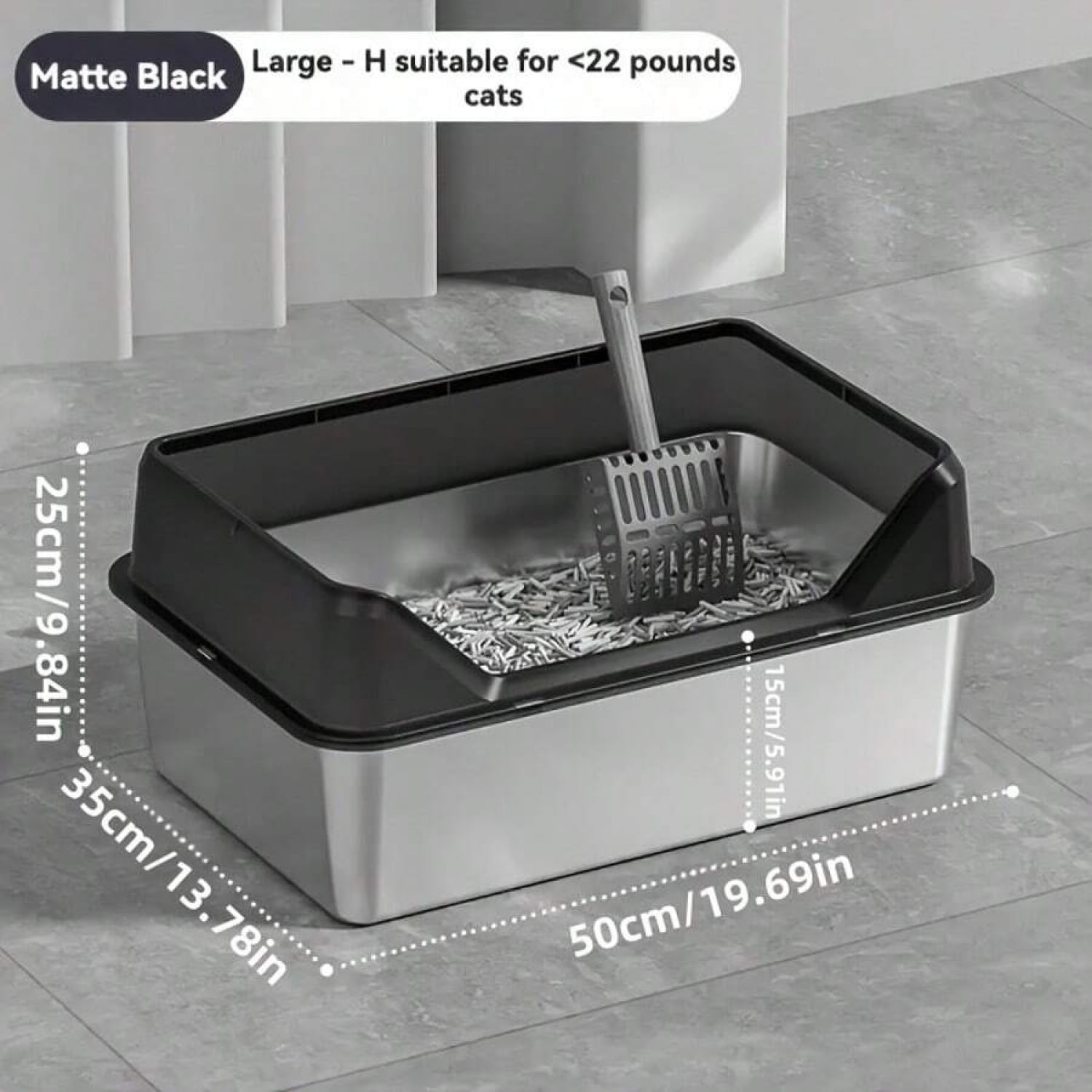 TSNQGFUCGXUStainless Steel Cat Litter Box, Large Metal Trash Bin For ...