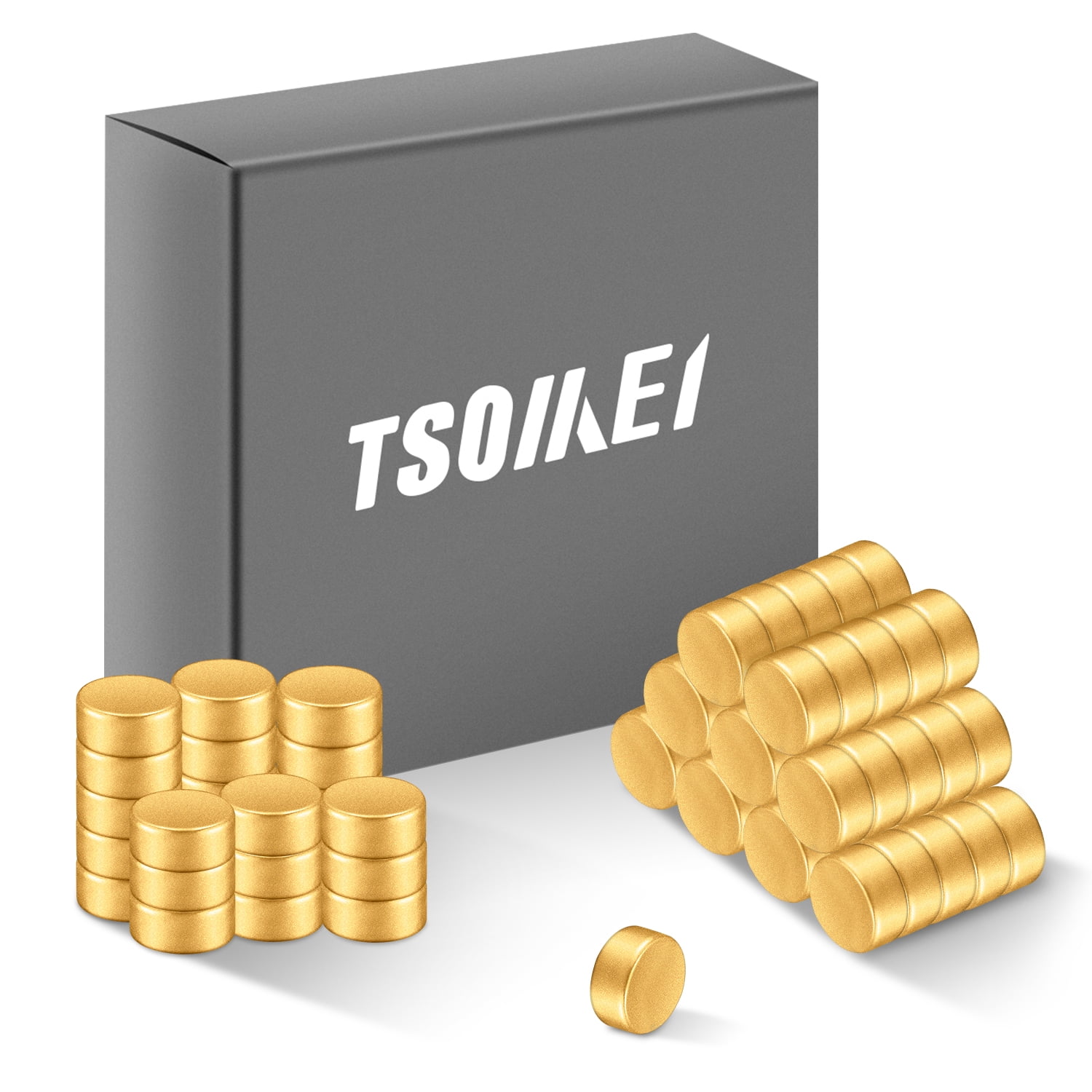 TSOMEI Small Round Neodymium Magnets, 6x3mm, 70Pcs, Gold, for Fridge ...