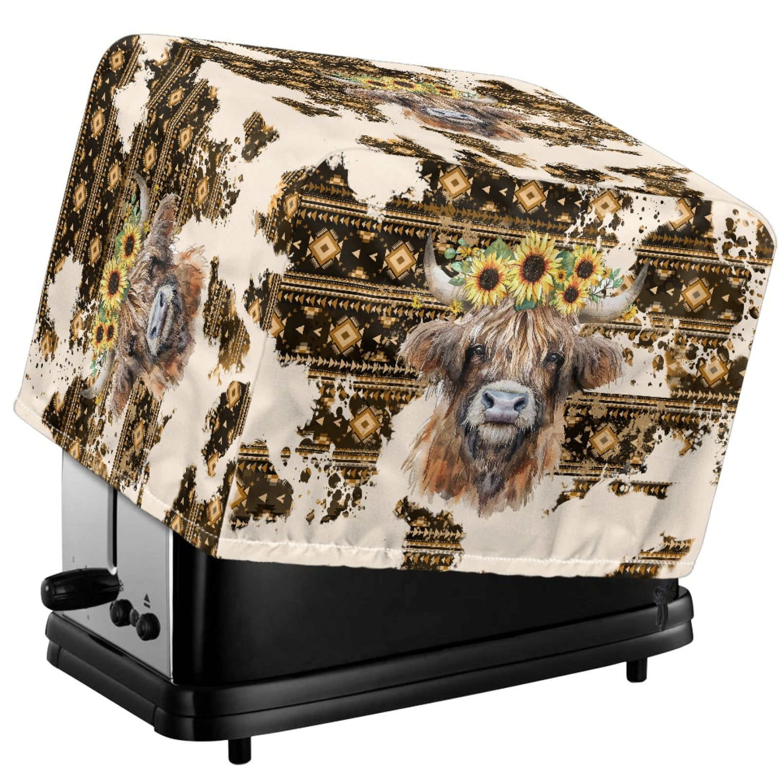 TSOVTHRID Aztec Tribal Highland Cattle Sunflower Leopard Print 4 Slice ...