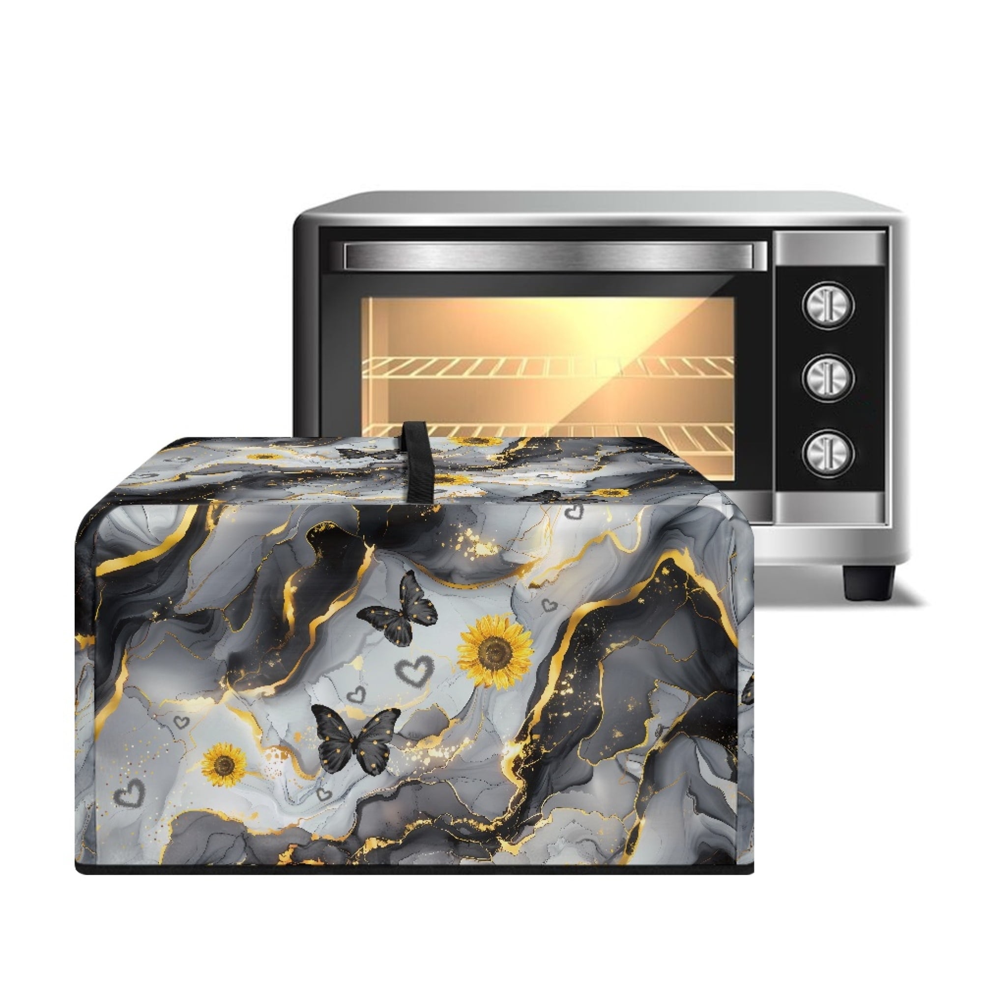 TSOVTHRID Black Marble Texture Print Dust Cover for Microwave Oven ...