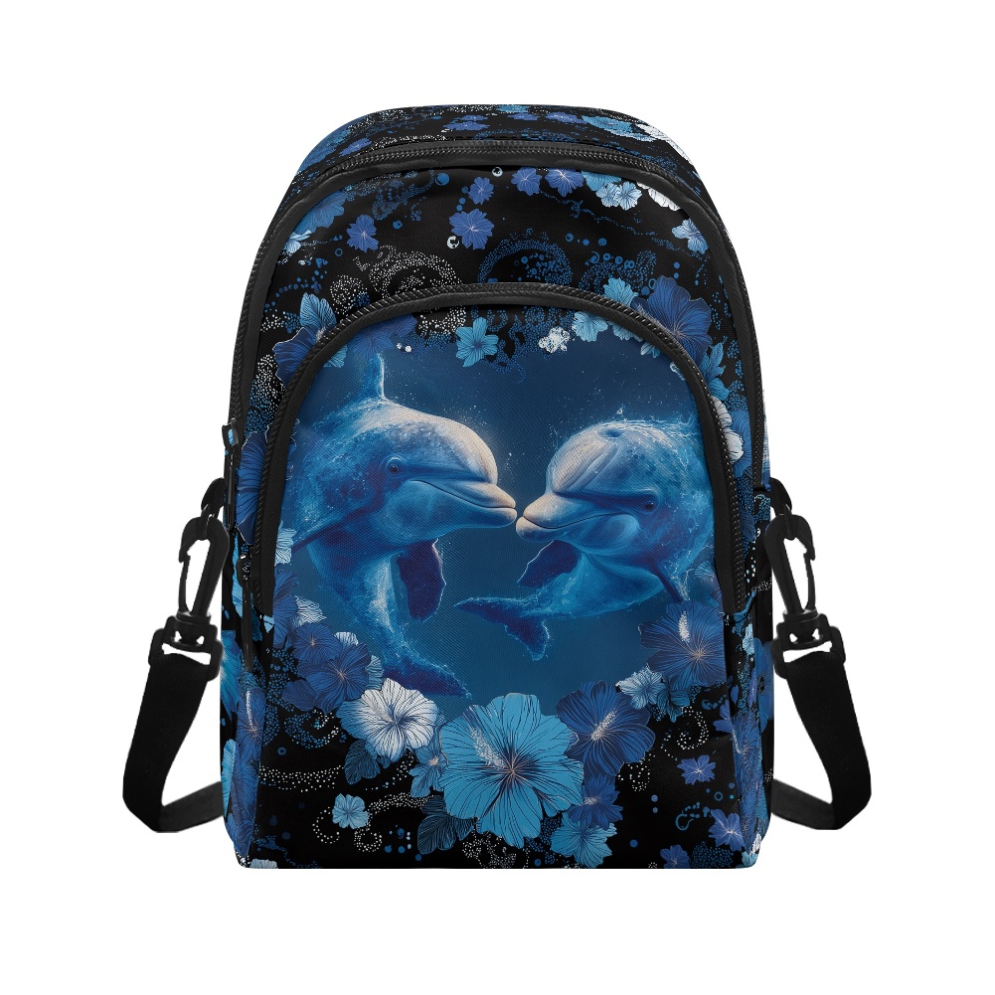 TSOVTHRID Blue Dolphin Hibiscus Floral Print Small Crossbody Bags for ...
