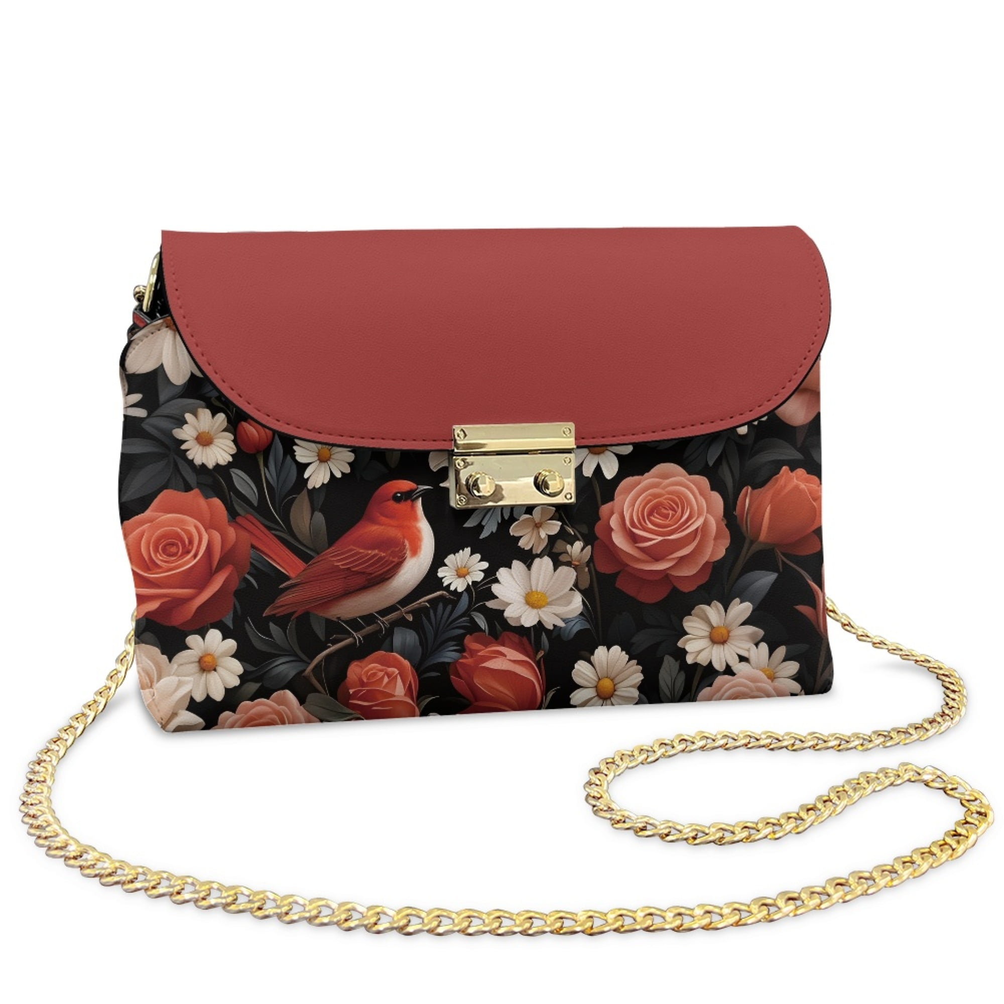 TSOVTHRID Cardinal Rose Daisy Red Print Small Crossbody Bags for Women ...