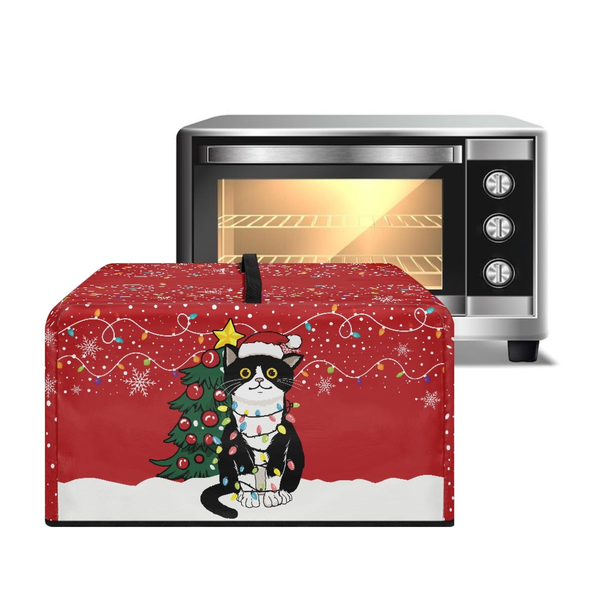 TSOVTHRID Cat Christmas Tree Light Print Microwave Oven Dust Cover ...