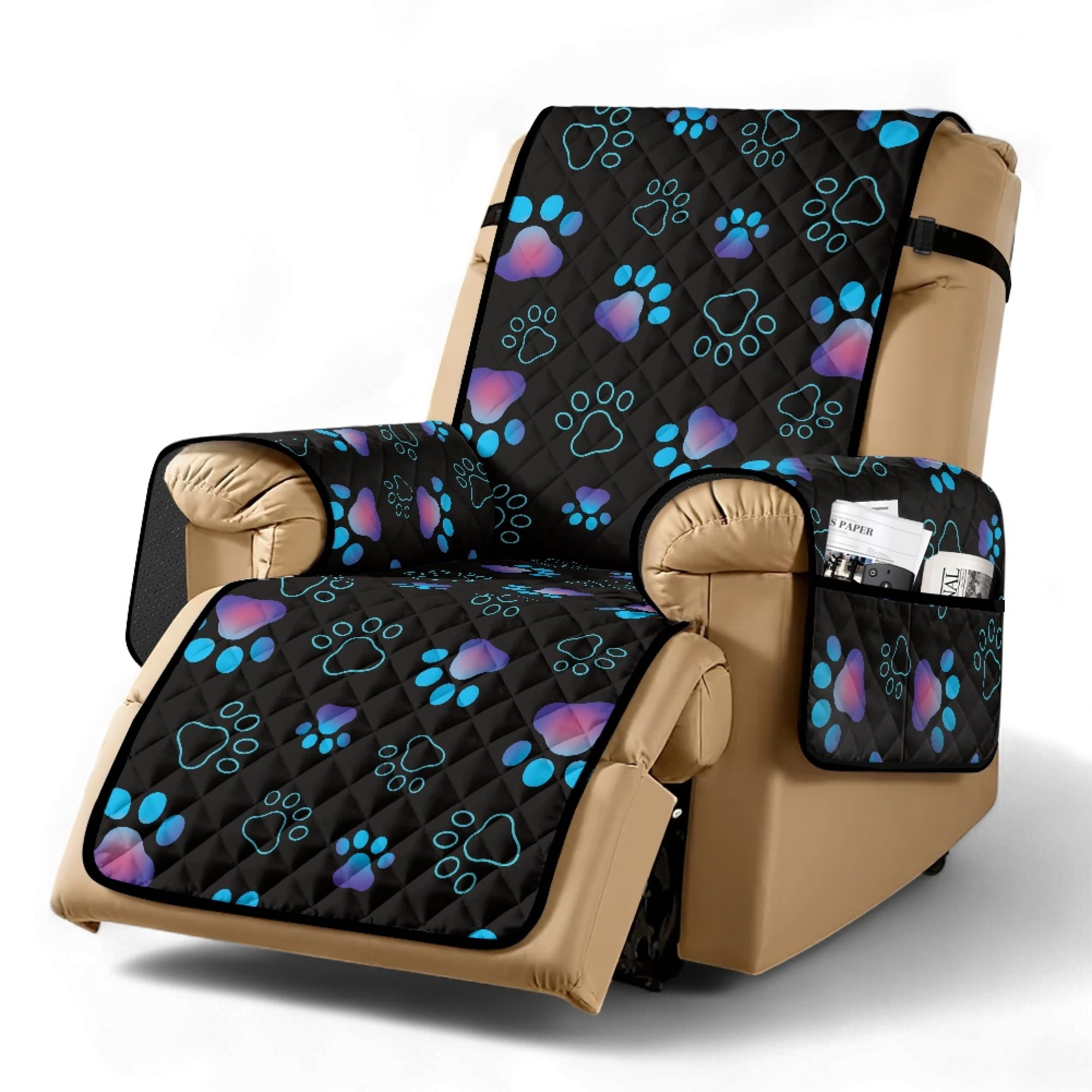 TSOVTHRID Dog Paw Black Print Recliner Covers Lazy Boy Chair Covers for ...