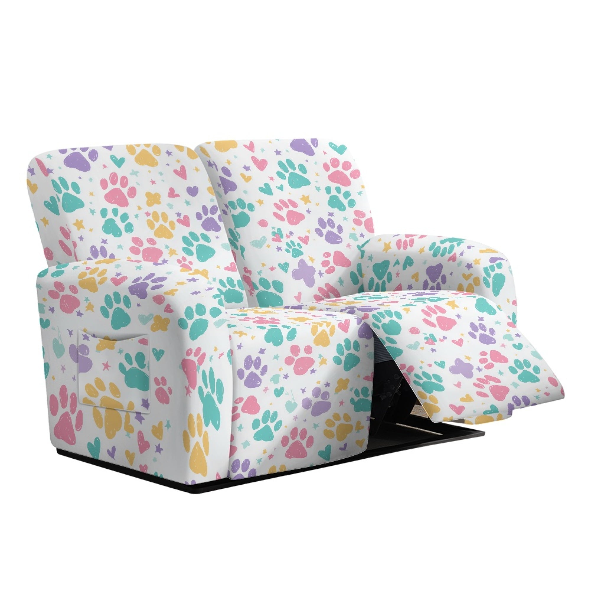TSOVTHRID Dog Paw Heart White Print Loveseat Sofa Cover Couch Cover ...