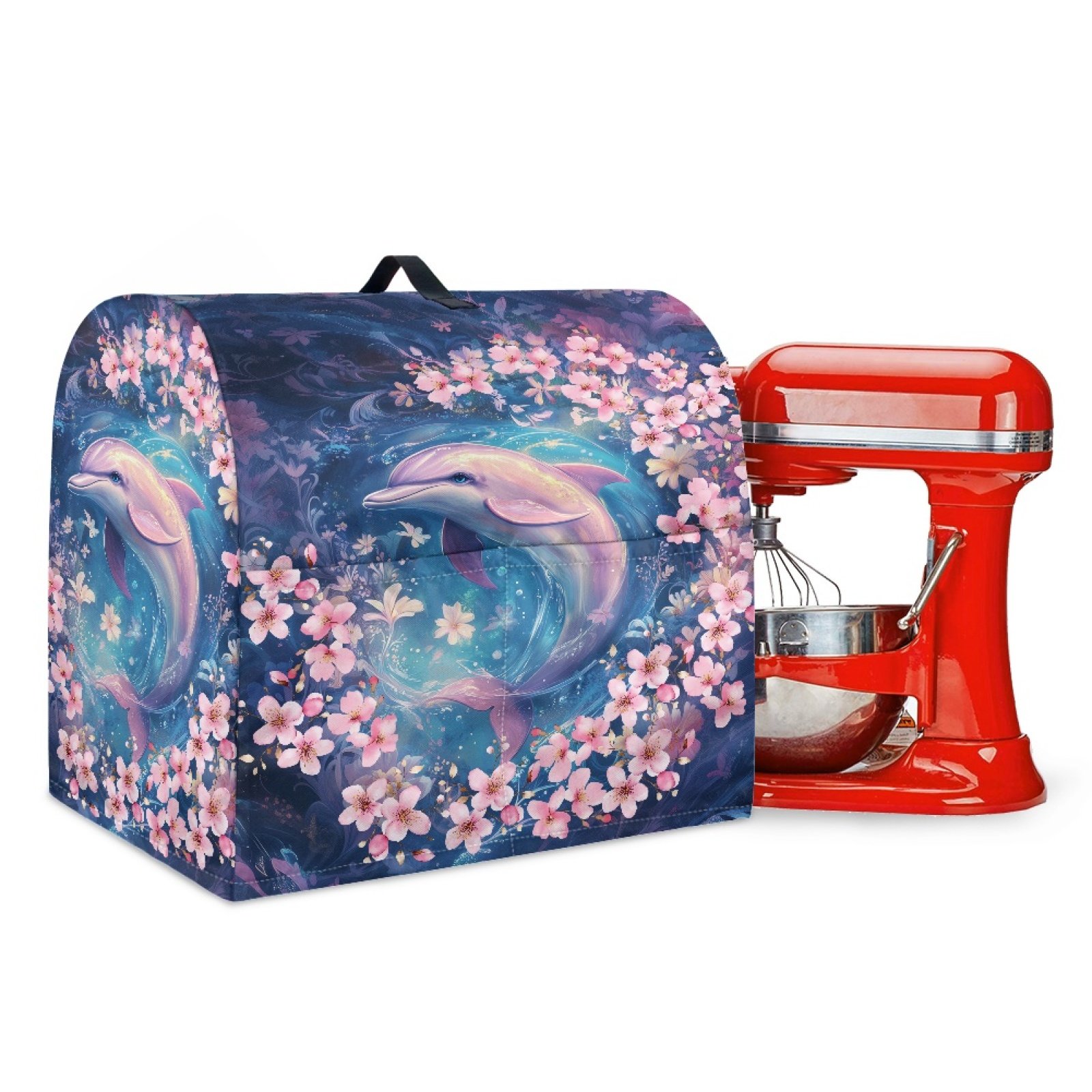 TSOVTHRID Dolphin Cherry Blossom Print Stand Mixer Cover Reusable Dust ...
