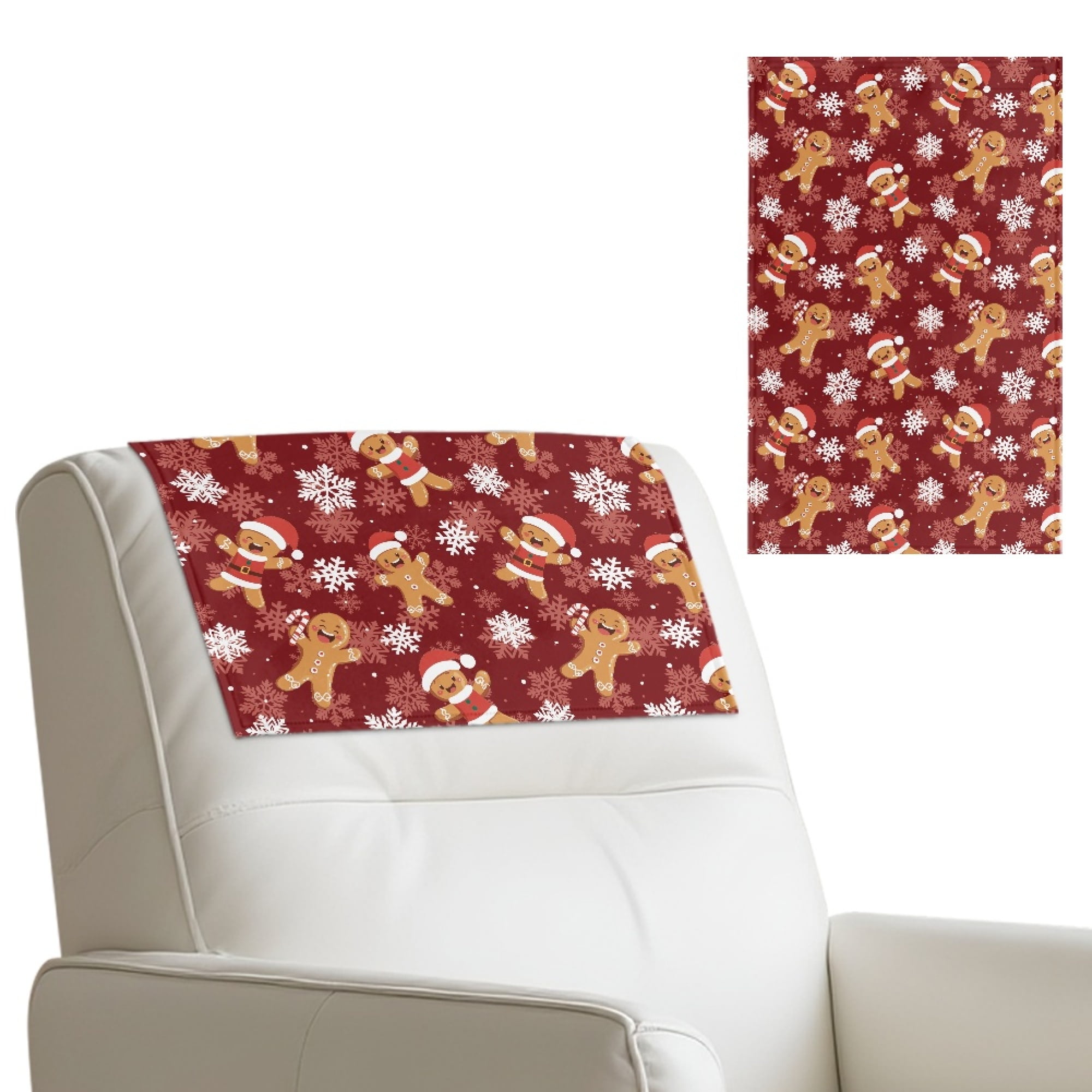 TSOVTHRID Gingerbread Man Snowflake Print Recliner Headrest Protector ...