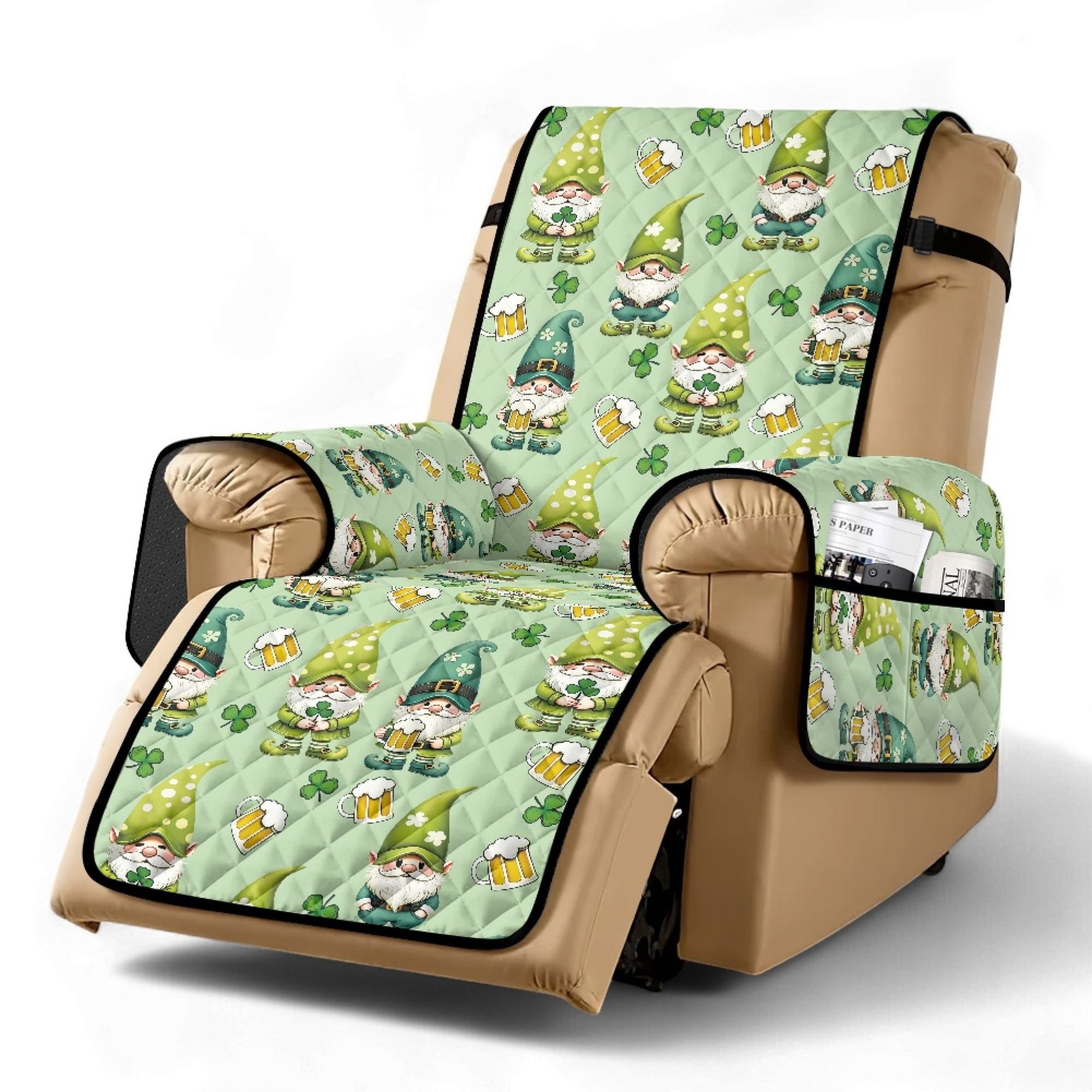 TSOVTHRID Green Dwarf Shamrock Print Recliner Cover Non Slip Recliner ...