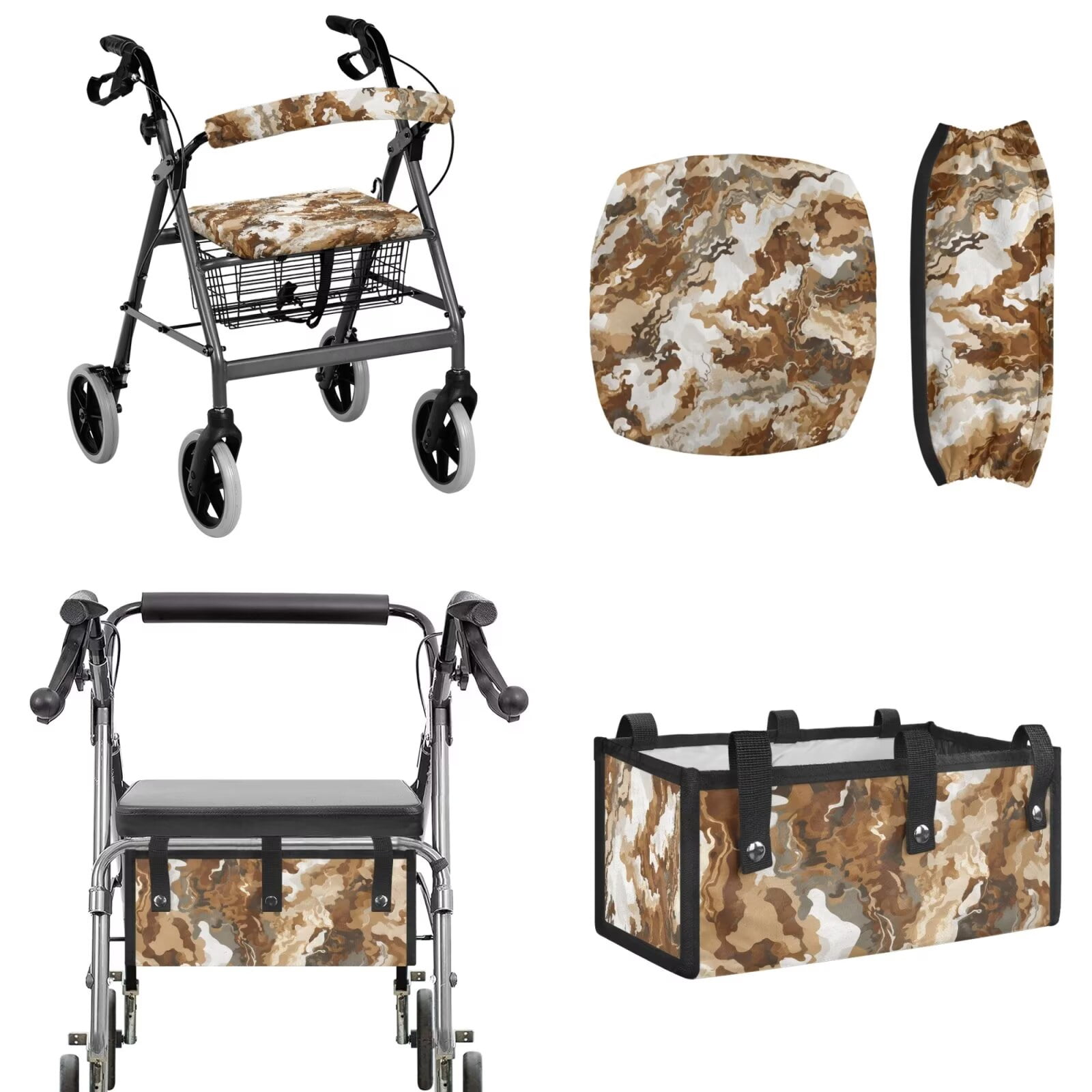 TSOVTHRID Green Marble Pattern 3 Piece Set Walker Accessories, Soft ...