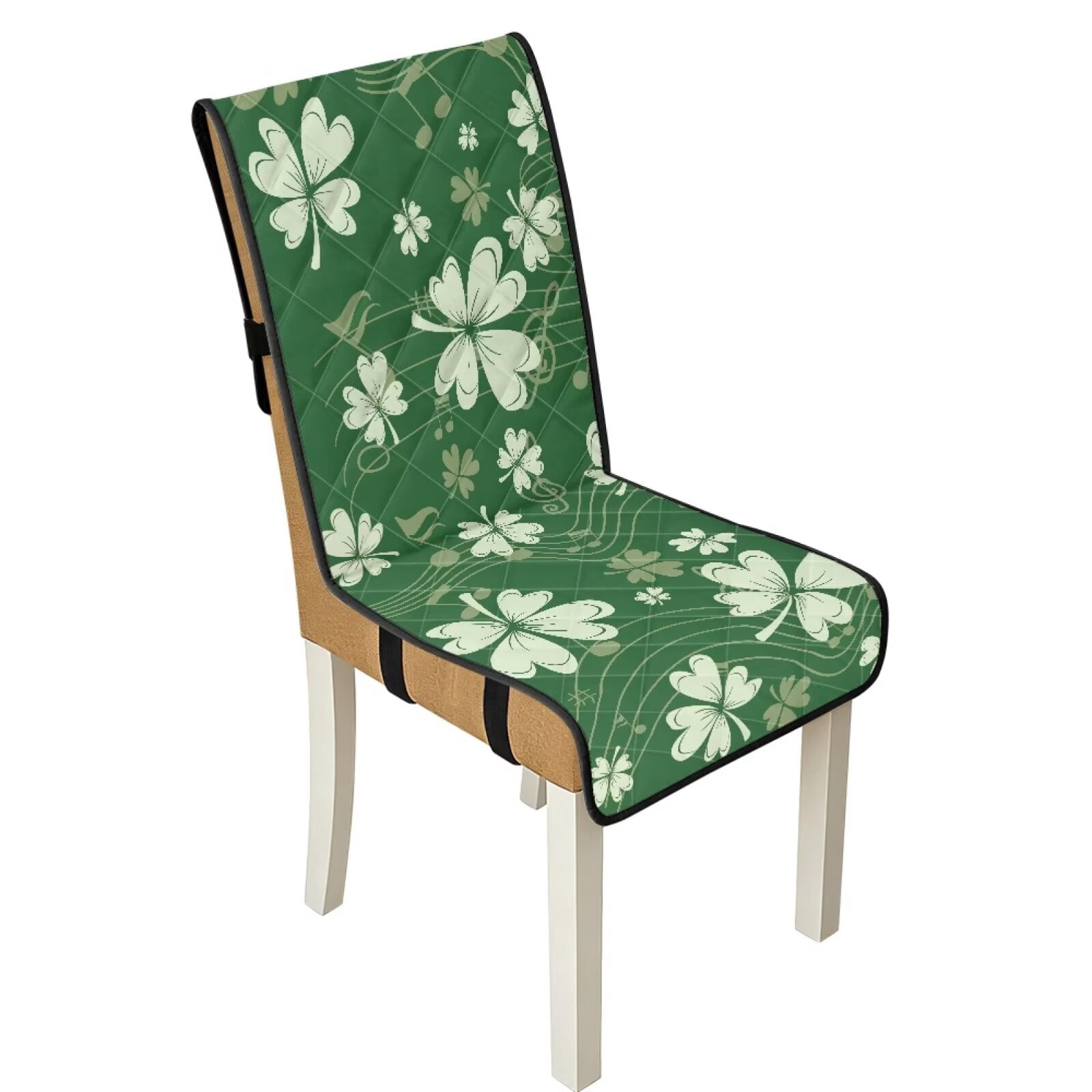 TSOVTHRID Green Shamrock Music Note Print Quilted Dining Chair Covers ...