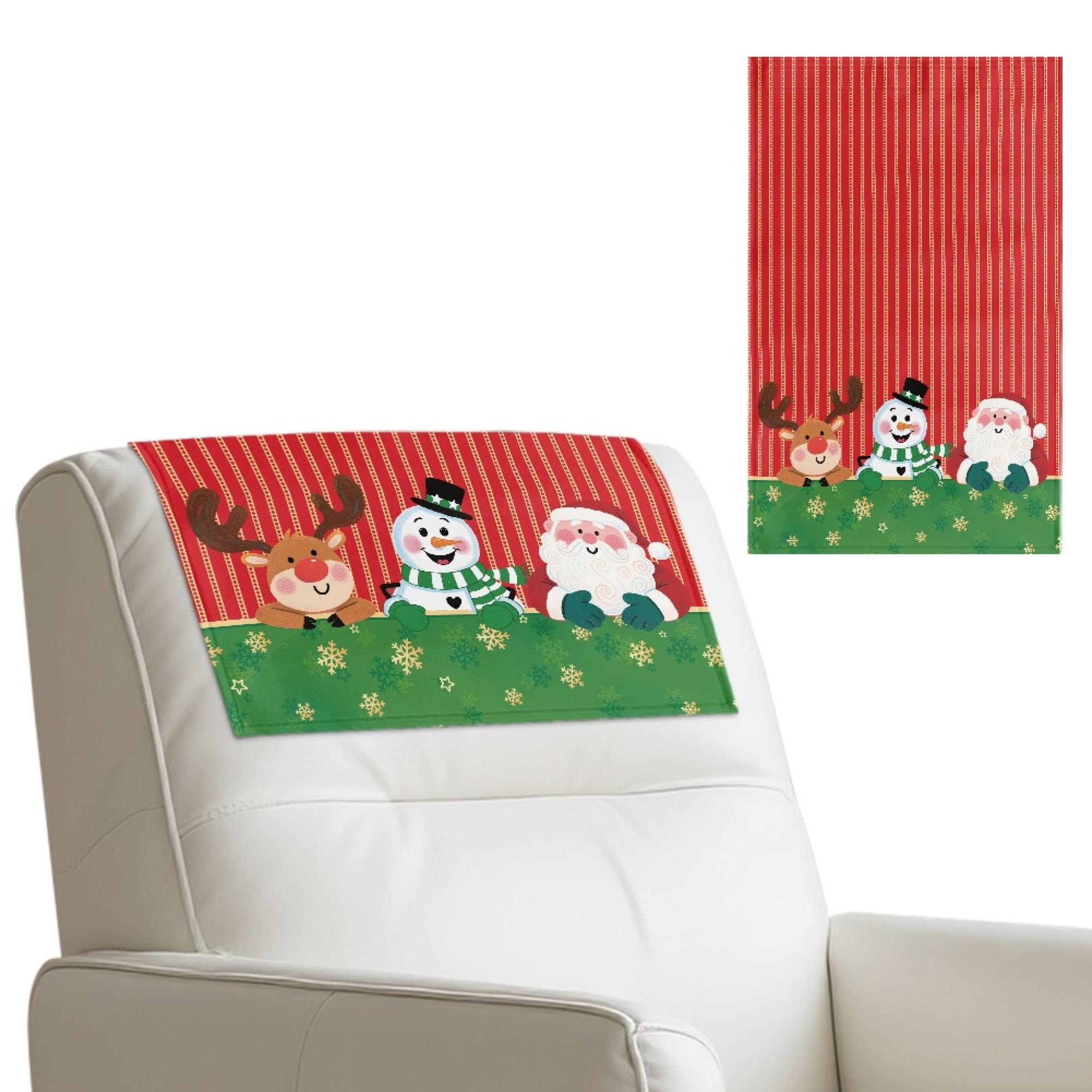 TSOVTHRID Headrest Cover for Recliner Chair, Cartoon Snowman Santa ...