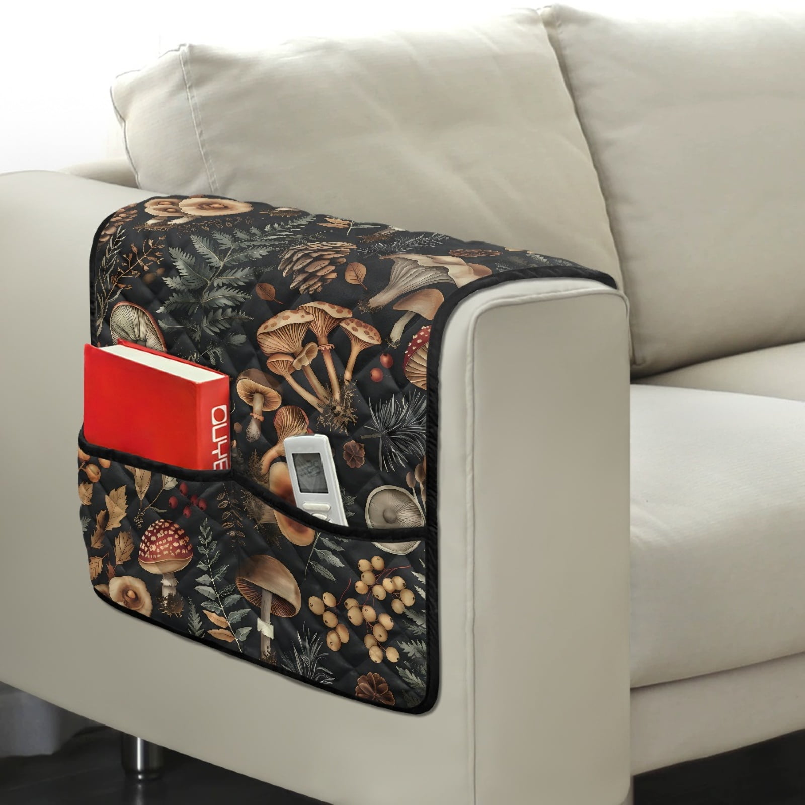 TSOVTHRID Mushroom Pinecone Leaves Print Couch Arm Rest Slipcovers ...