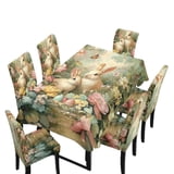 TSOVTHRID Rabbit Easter Egg Flower Butterfly Print Tablecloth with ...