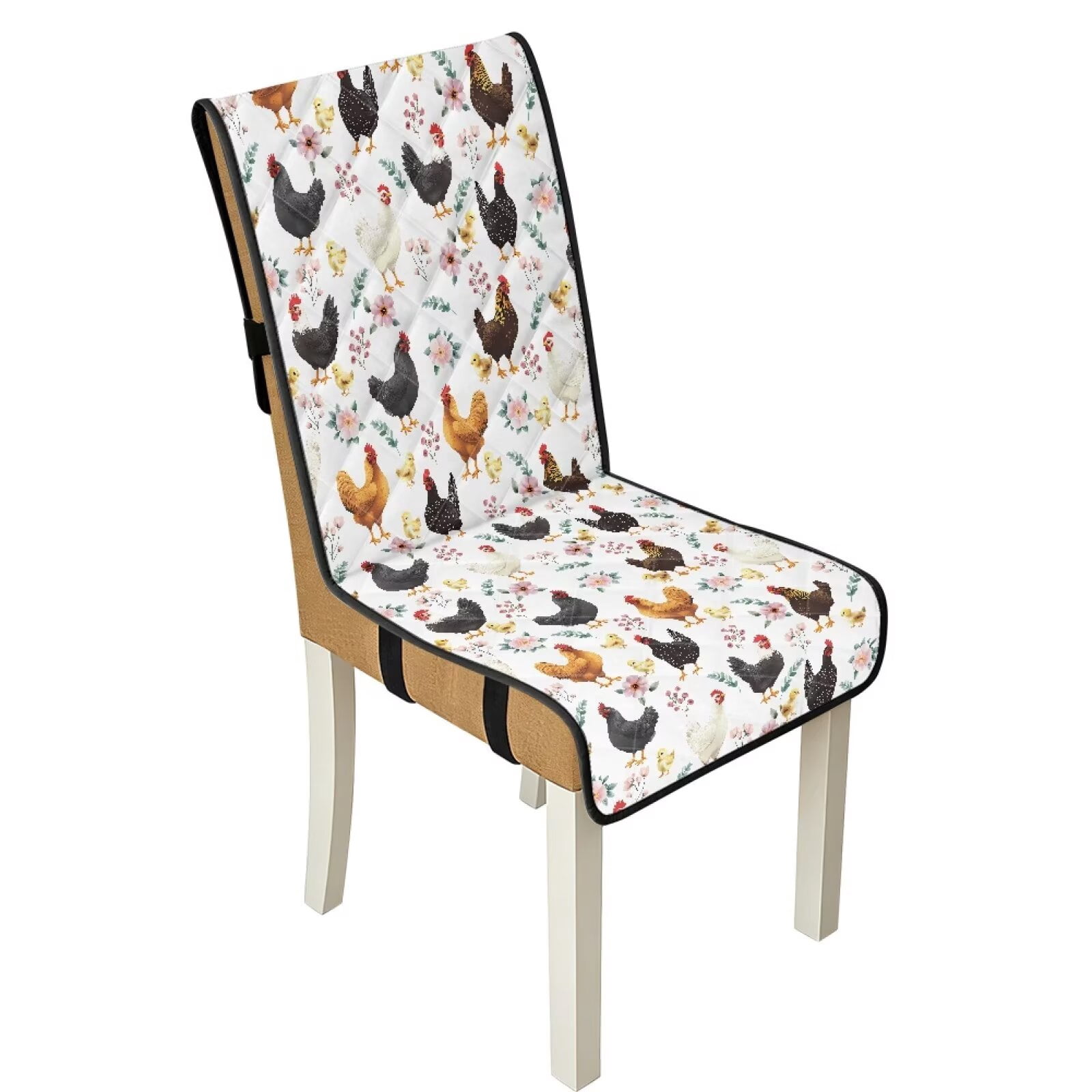 TSOVTHRID Rooster Chicken Floral Print Quilted Seat Cushion Covers for ...