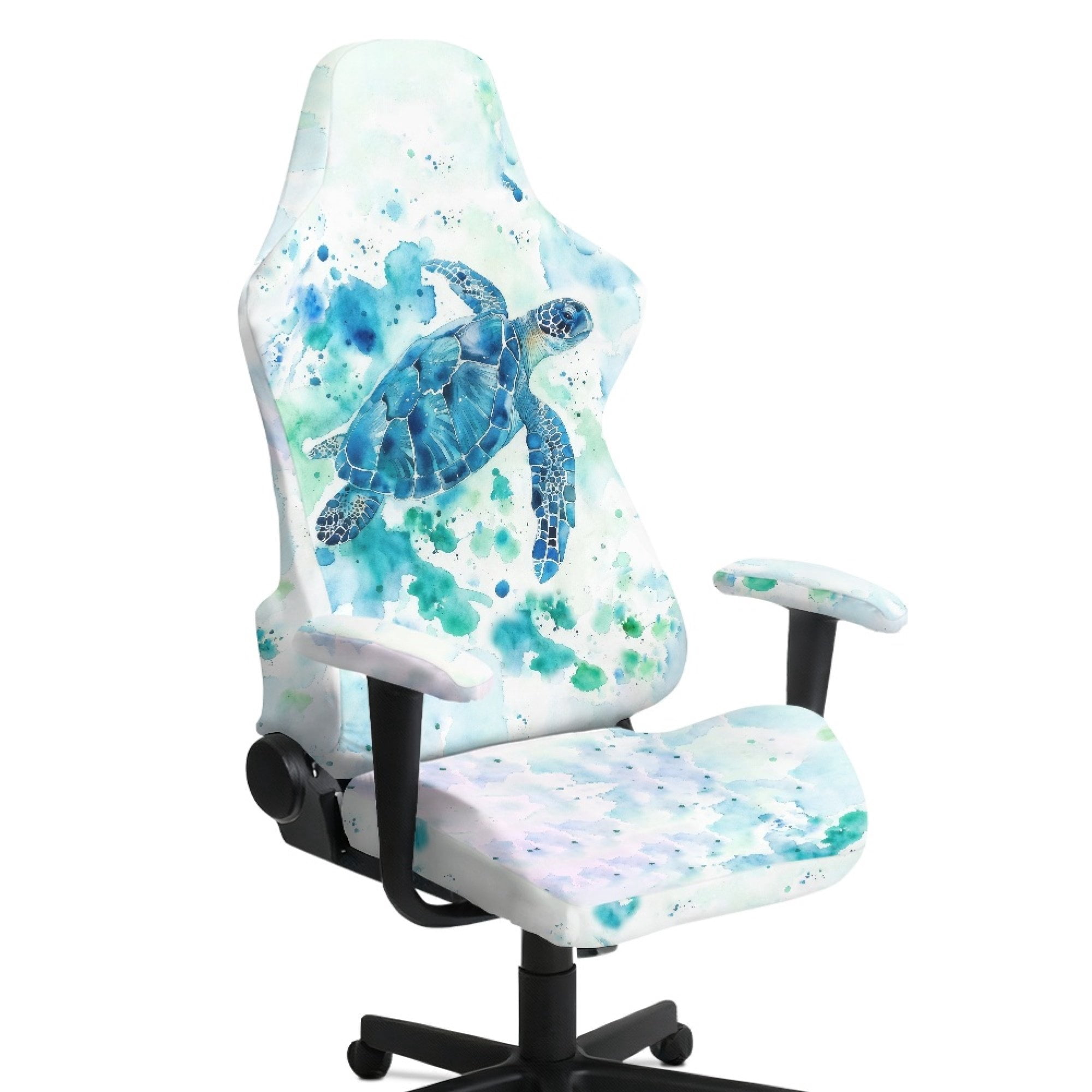 TSOVTHRID Sea Turtle Paint Splatter White Print Gaming Chair Slipcover ...