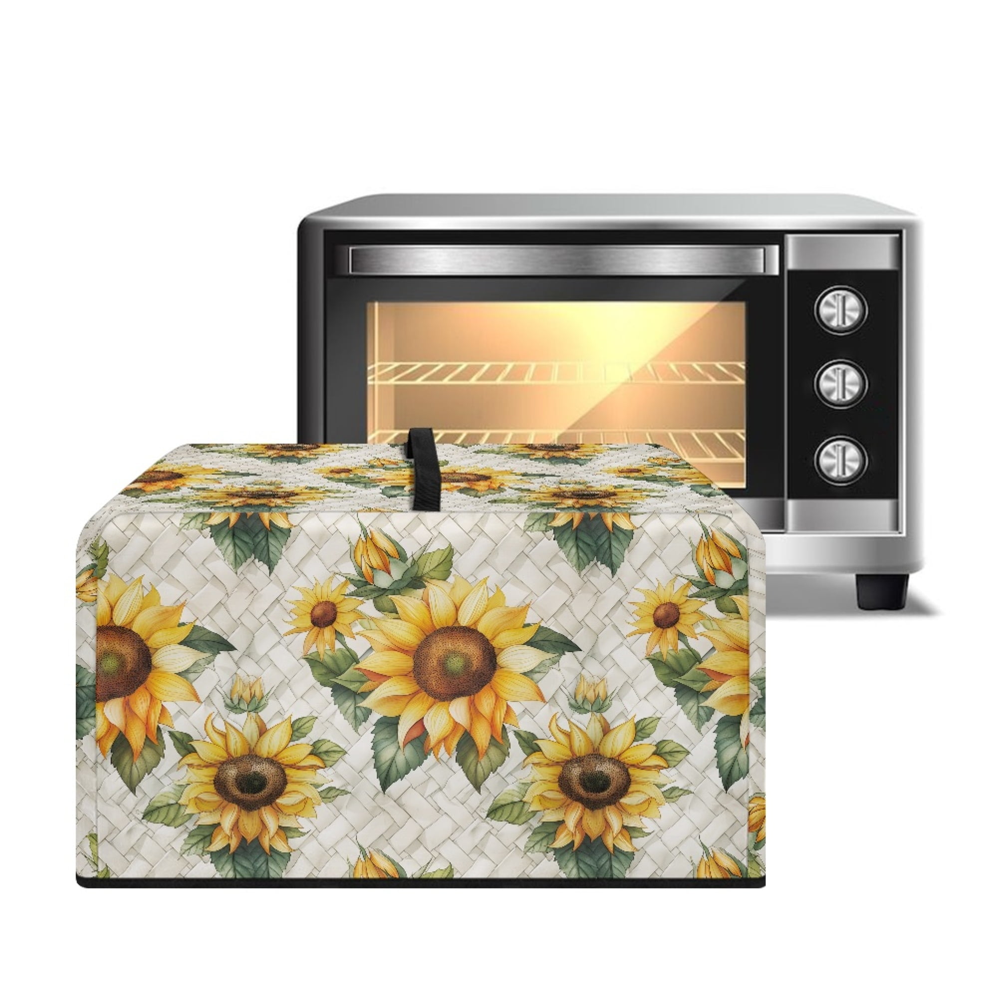 TSOVTHRID Sunflower Knit Print Countertop Oven Cover Microwave Dust ...