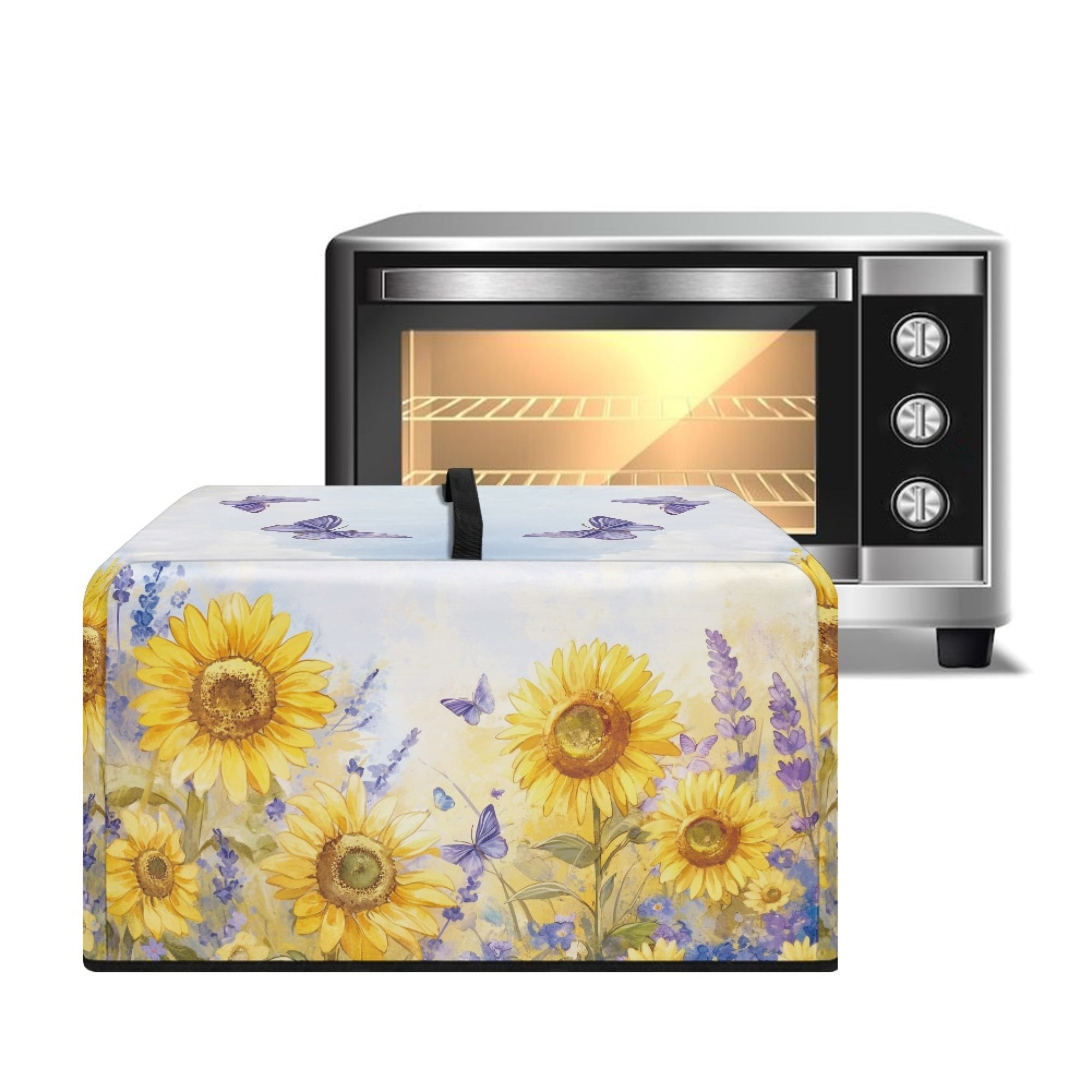 TSOVTHRID Sunflower Lavender Butterfly Print Microwave Oven Dust Cover ...