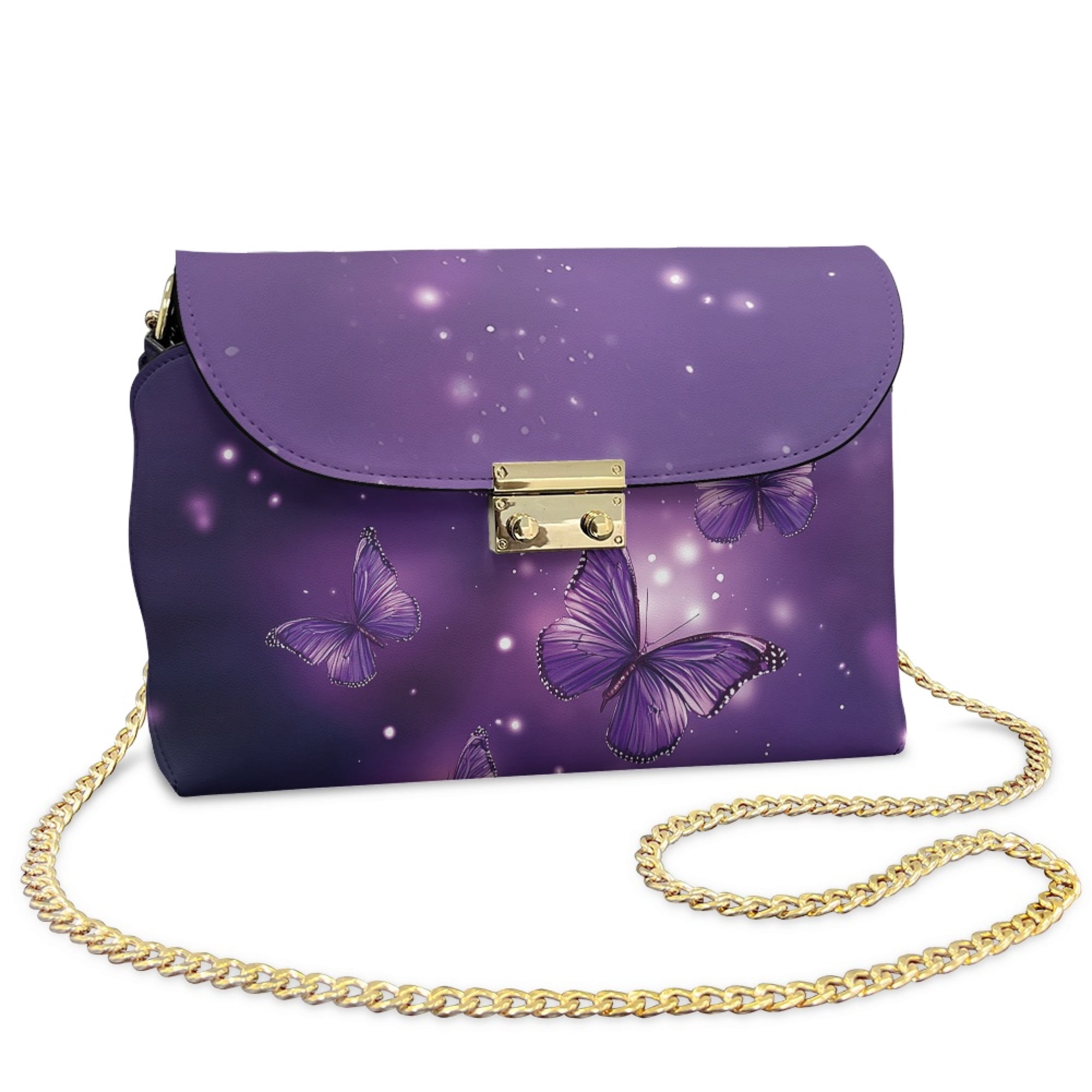 TSOVTHRID Violet Butterfly Star Print Crossbody Purse Womens Leather ...