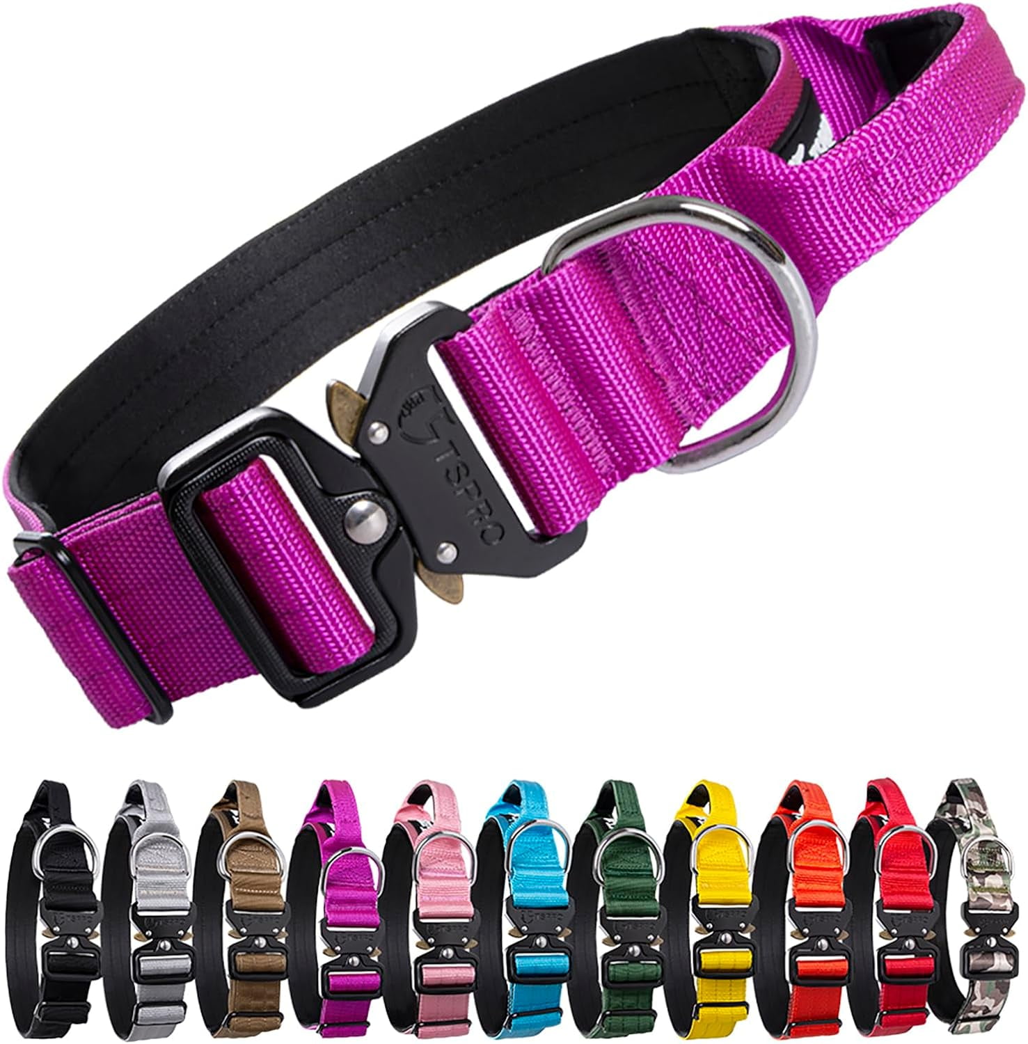 TSPRO Premium Dog Collar with Handle Thick Dog Collar Adjustable Dog ...