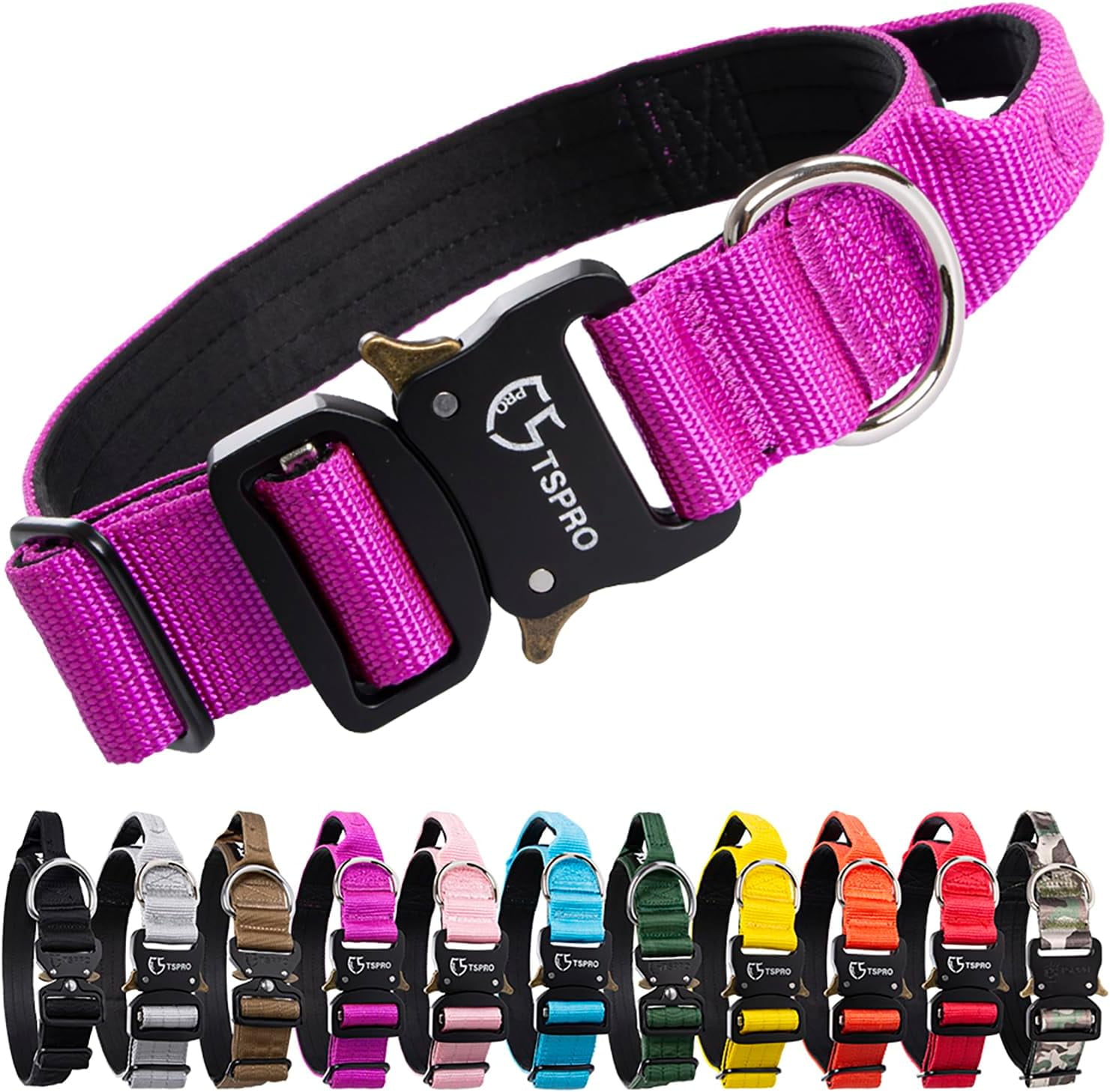 TSPRO Premium Dog Collar with Handle Thick Dog Collar Adjustable Dog ...