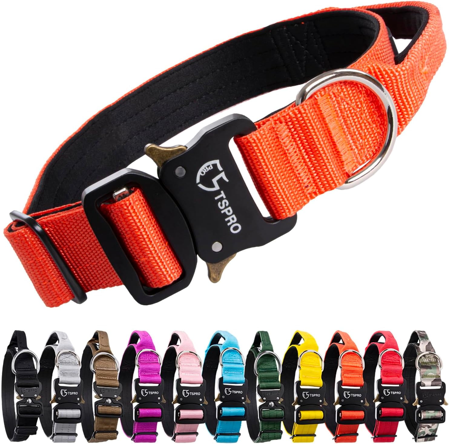 TSPRO Premium Dog Collar with Handle Thick Dog Collar Adjustable Dog ...